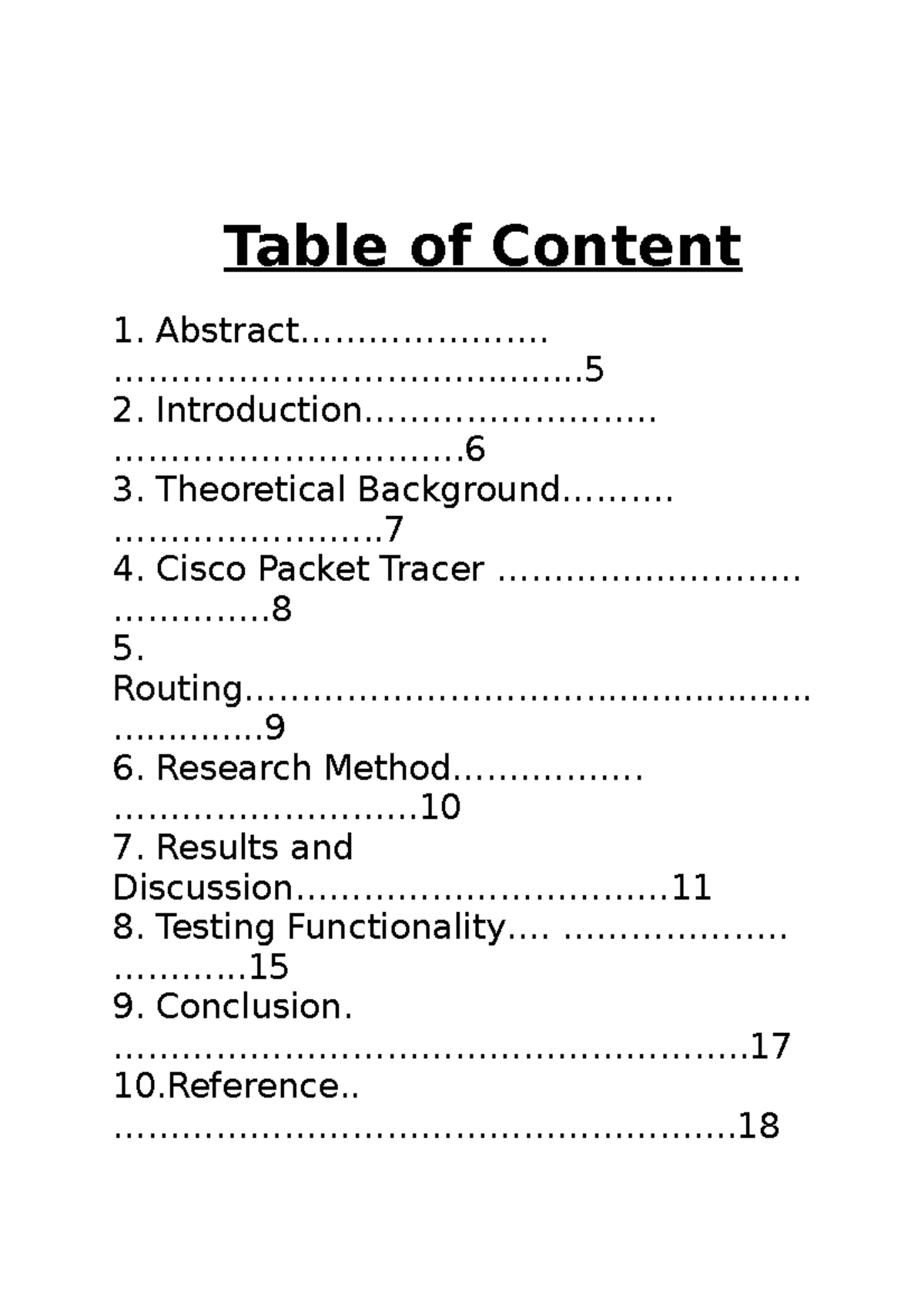 Cisco Packet Tracker - Table of Content 1. Abstract ...