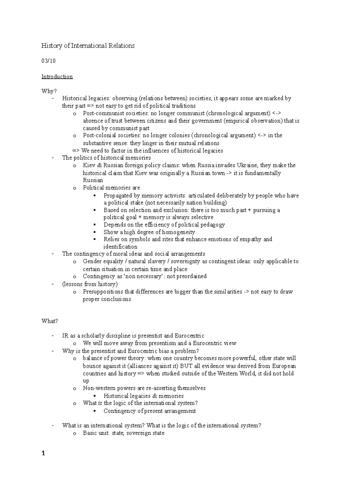 History of International Relations - History of International Relations ...