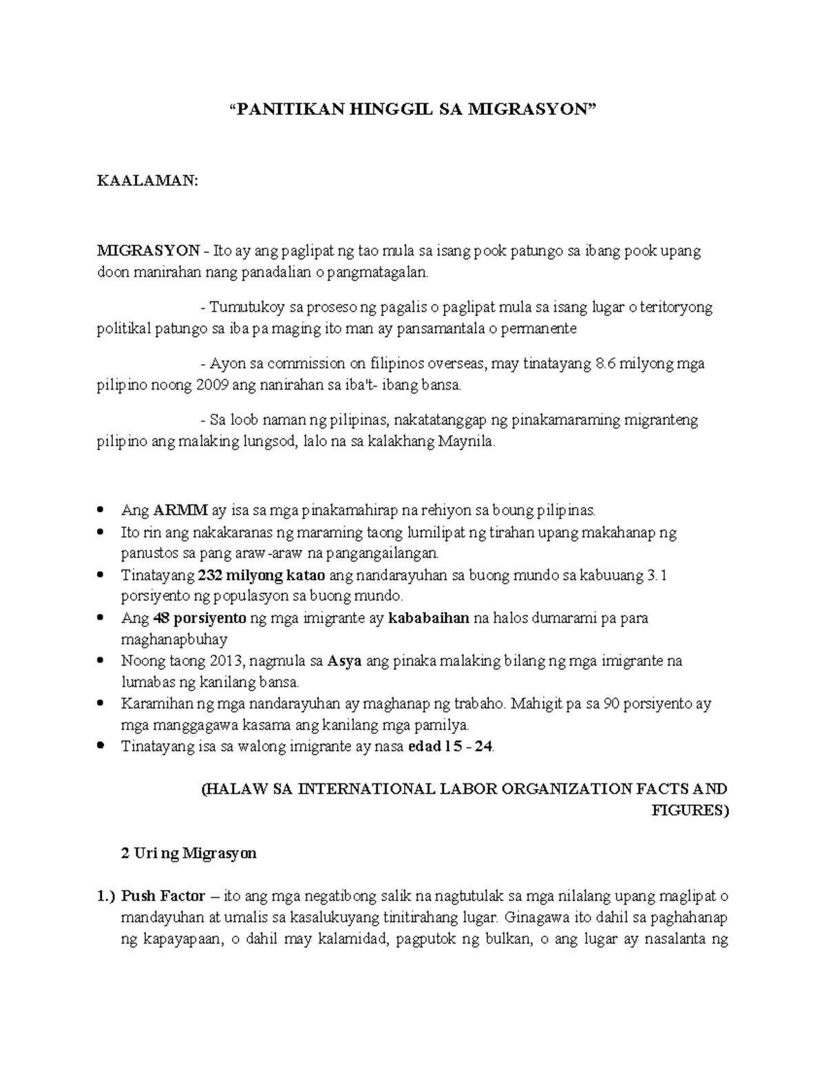 409834939 - Panitikan - “PANITIKAN HINGGIL SA MIGRASYON” KAALAMAN ...