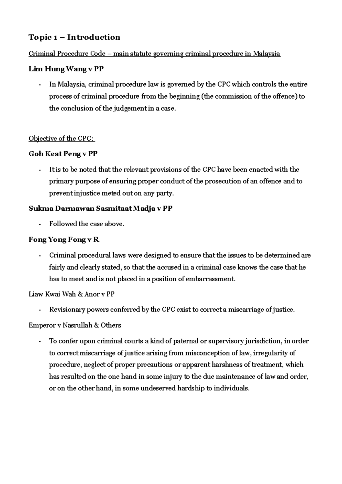 Topic 1 Introduction Topic 1 Introduction Criminal Procedure Code