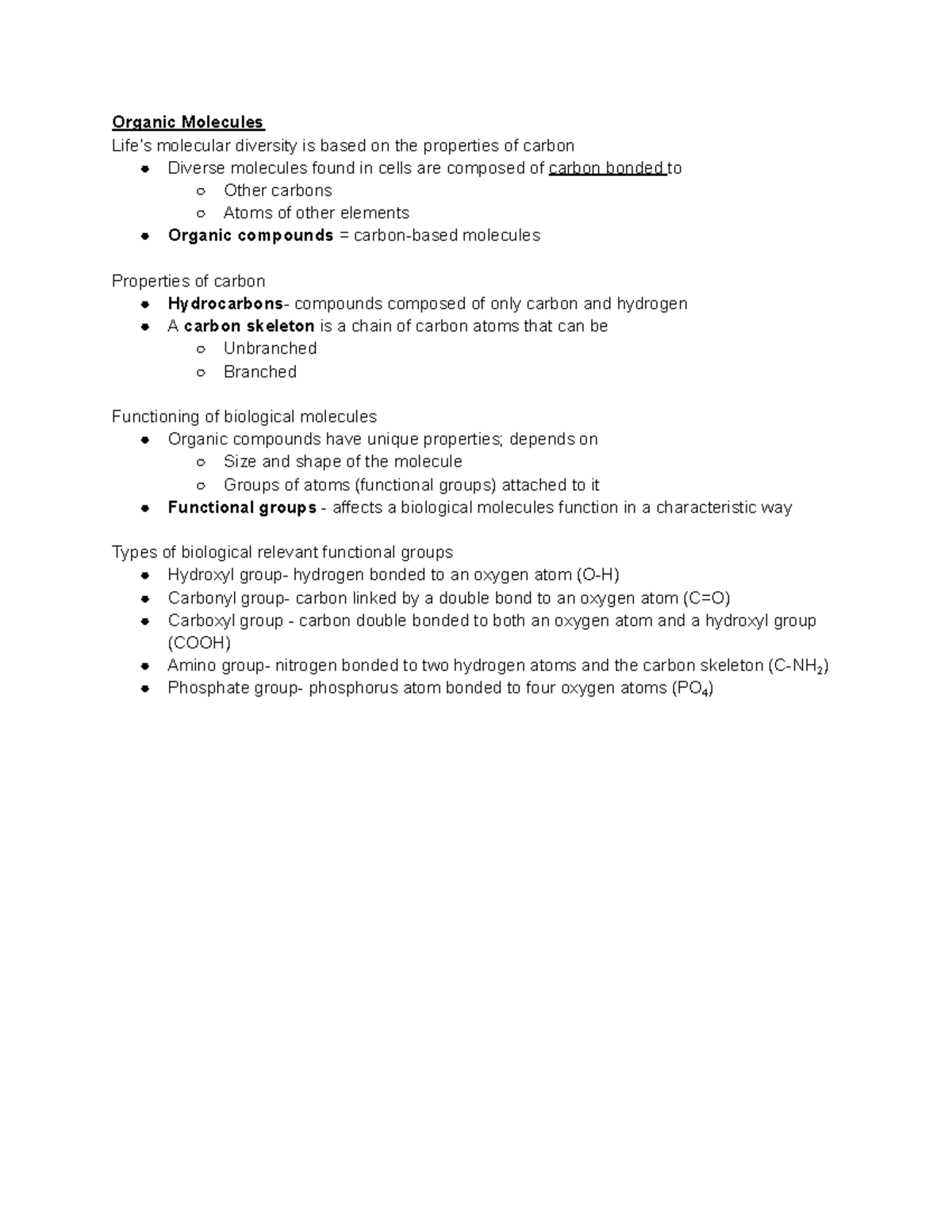 BIOG 101- Macromolecules - Organic Molecules Life’s molecular diversity ...