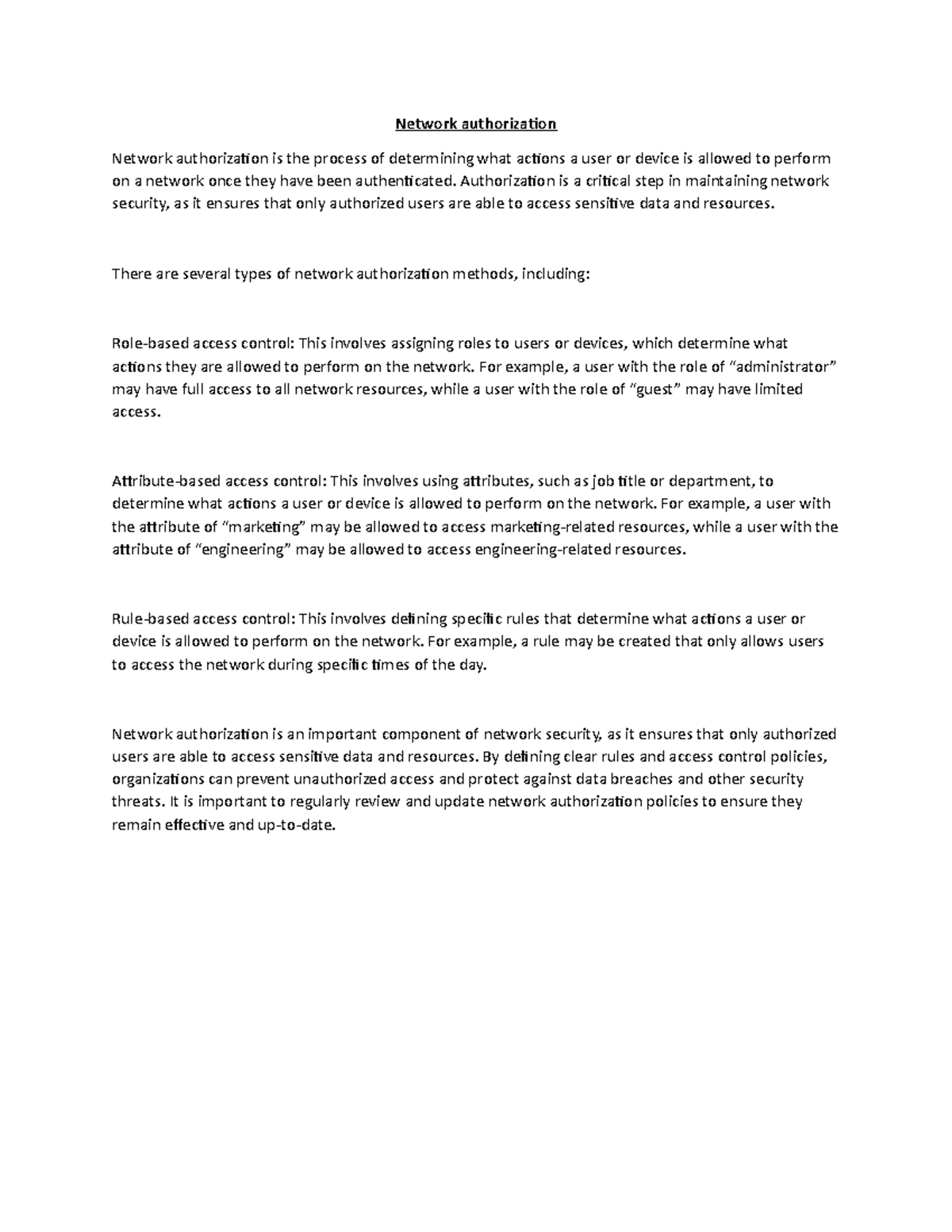 Network authorization - Network authorization Network authorization is ...