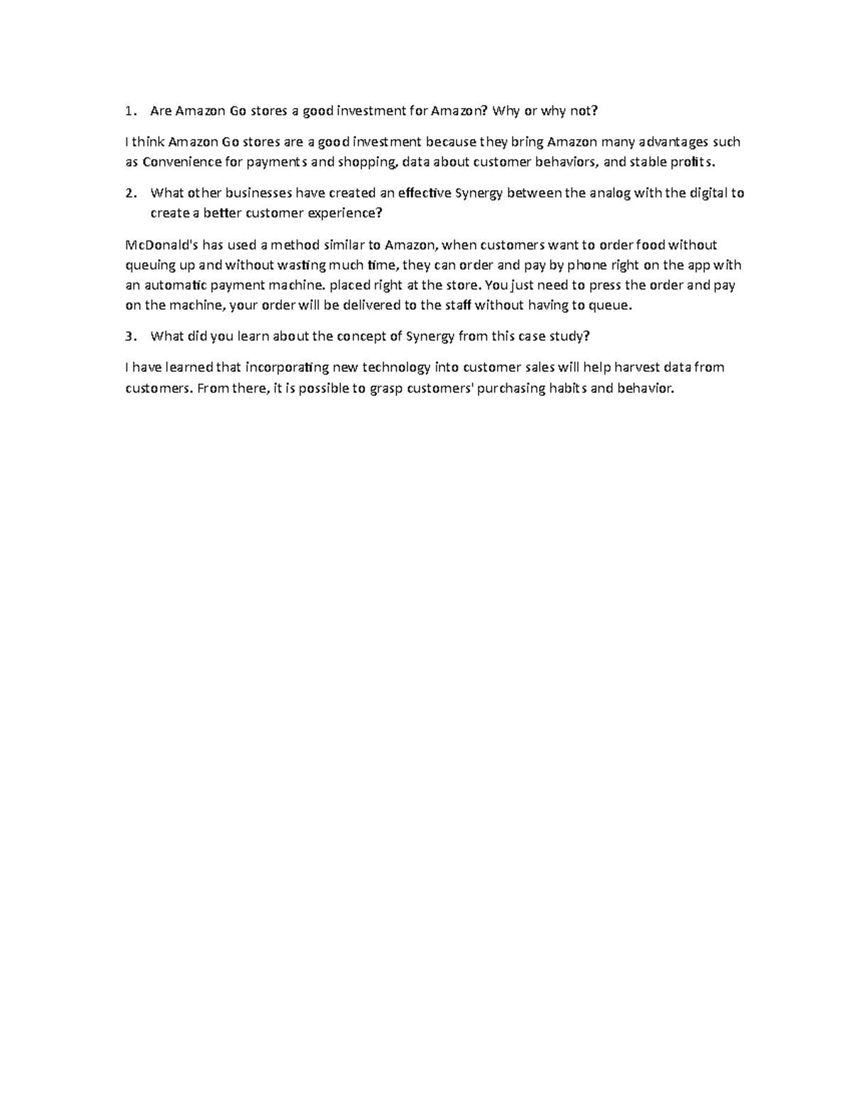 Amazon Go - What other businesses have created an effective Synergy ...