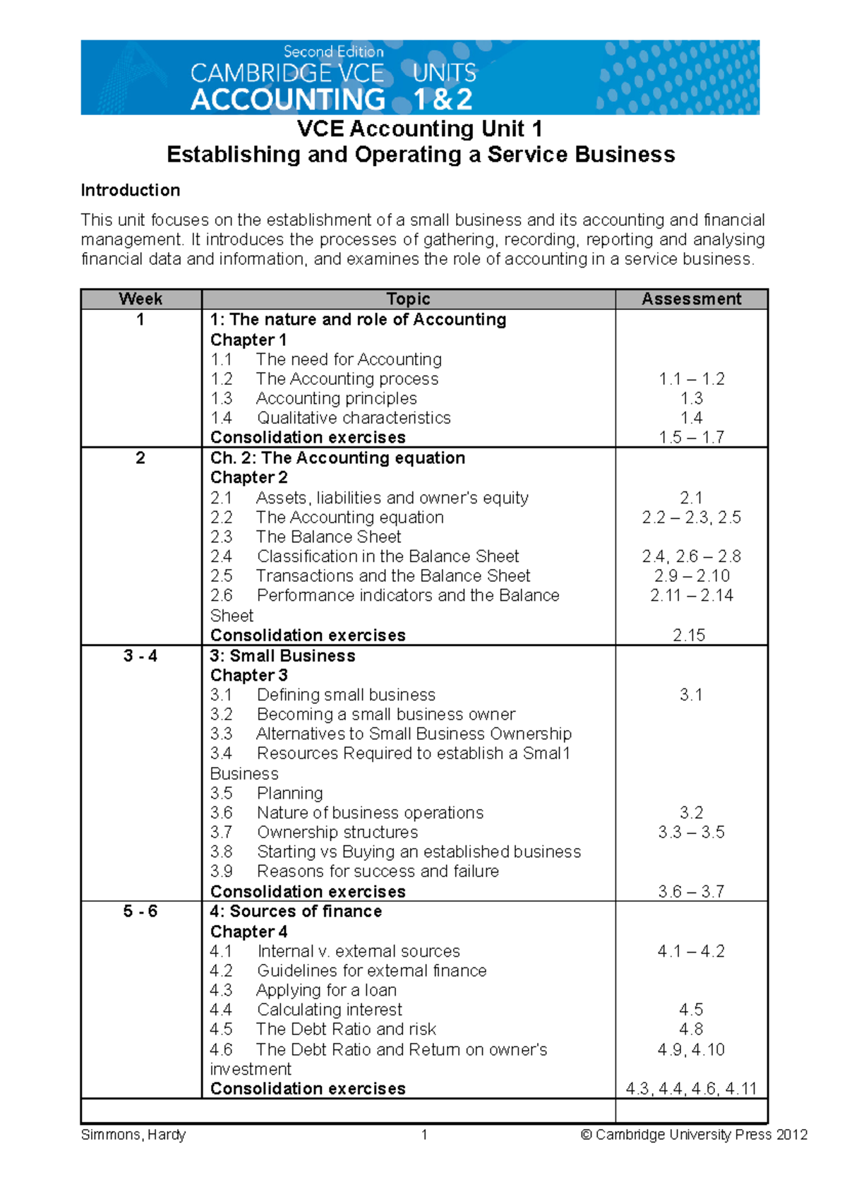 Acc12Course Outline 1 - VCE Accounting Unit 1 Establishing and ...