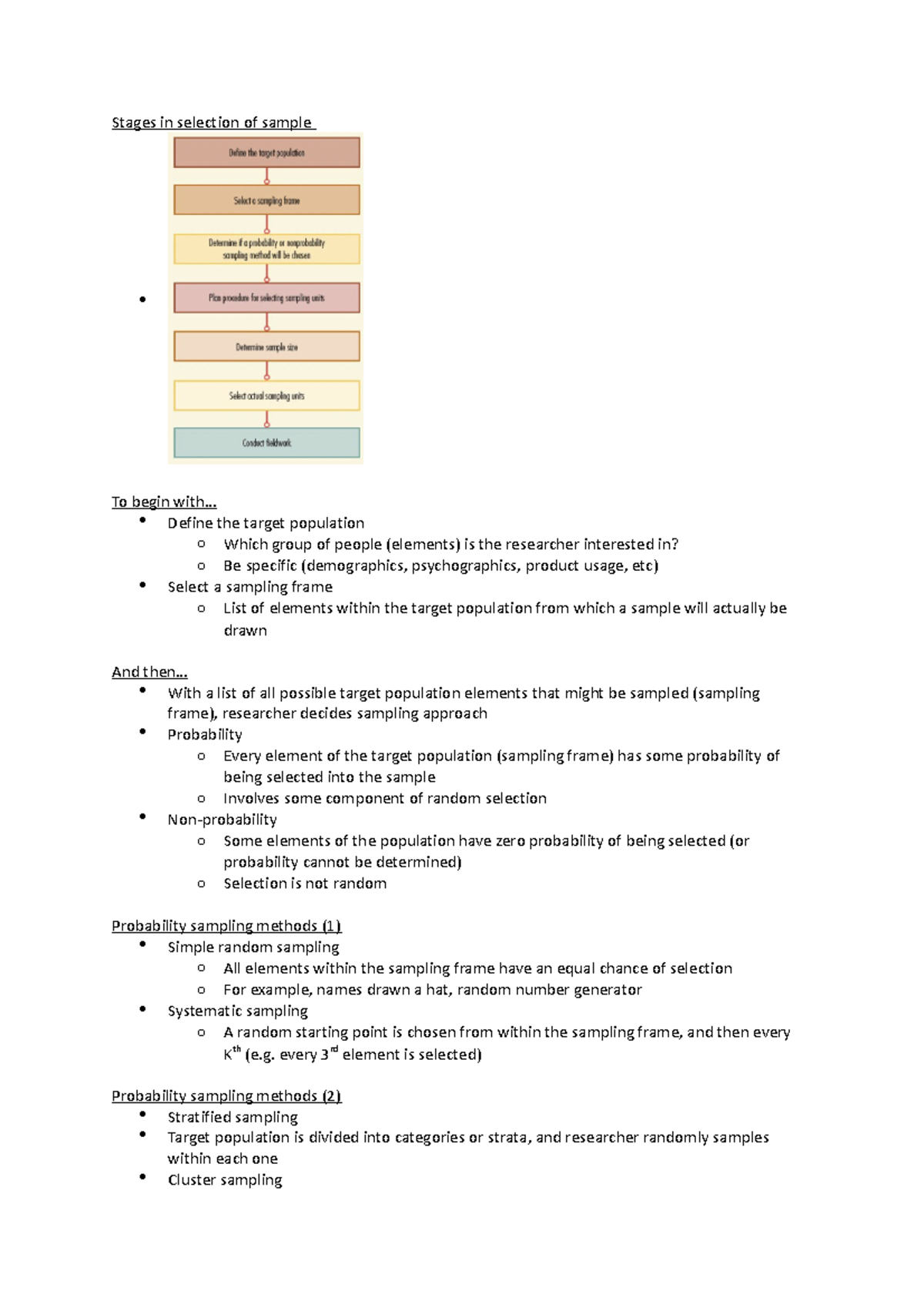 Stages in selection of sample TUT Notes - Stages in selection of sample ...