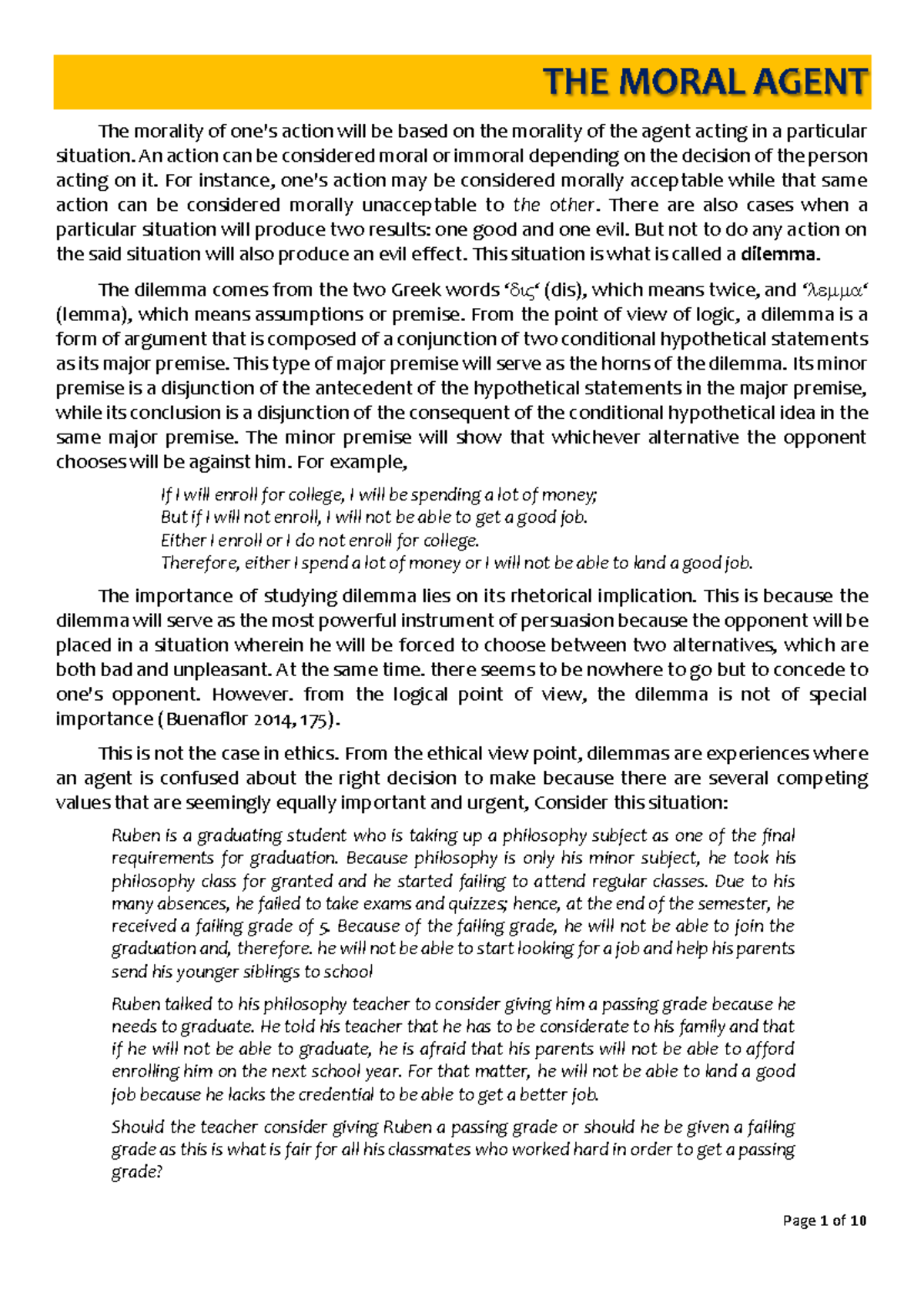 041 THE Moral Agent - ............... - THE MORAL AGENT The morality of ...