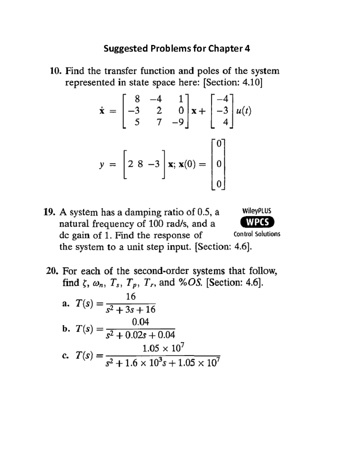 Suggested Problems-Chapter 4 - Suggested Problems for Chapter Chapter 4: Solutions of ...