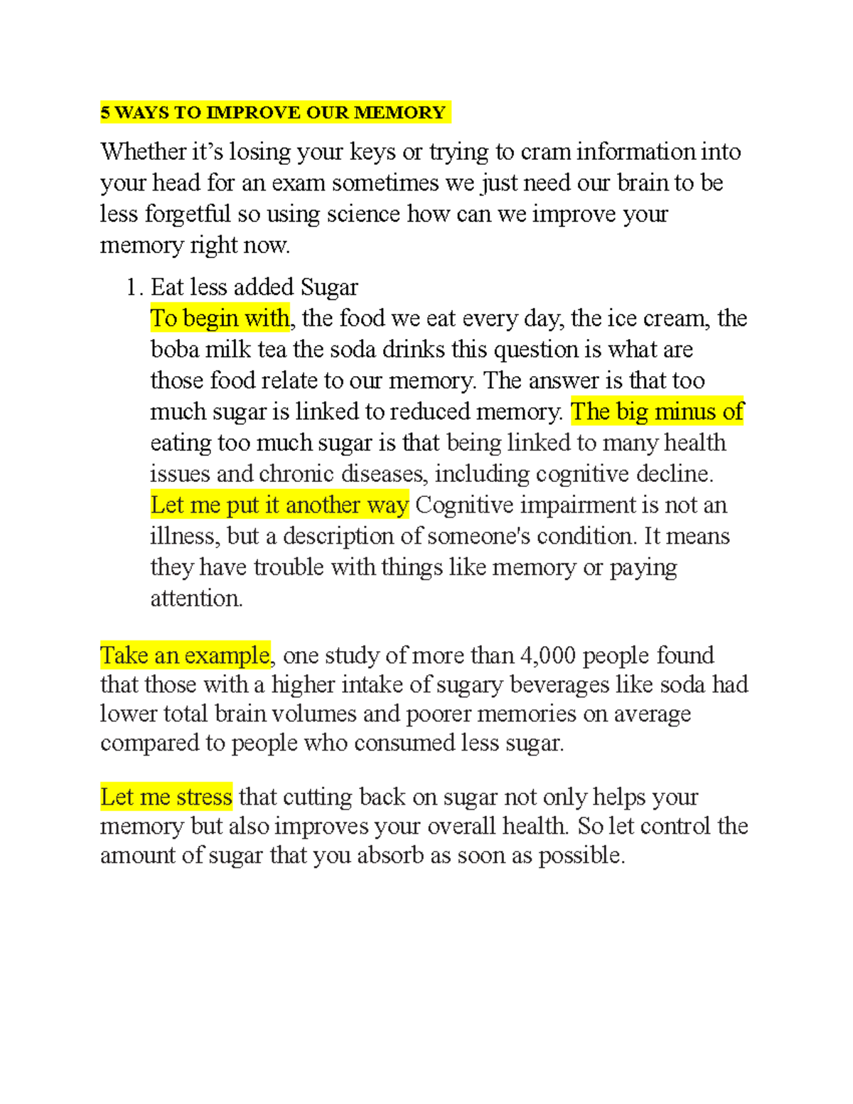 5 WAYS TO Improve OUR Memory - 5 WAYS TO IMPROVE OUR MEMORY Whether it ...