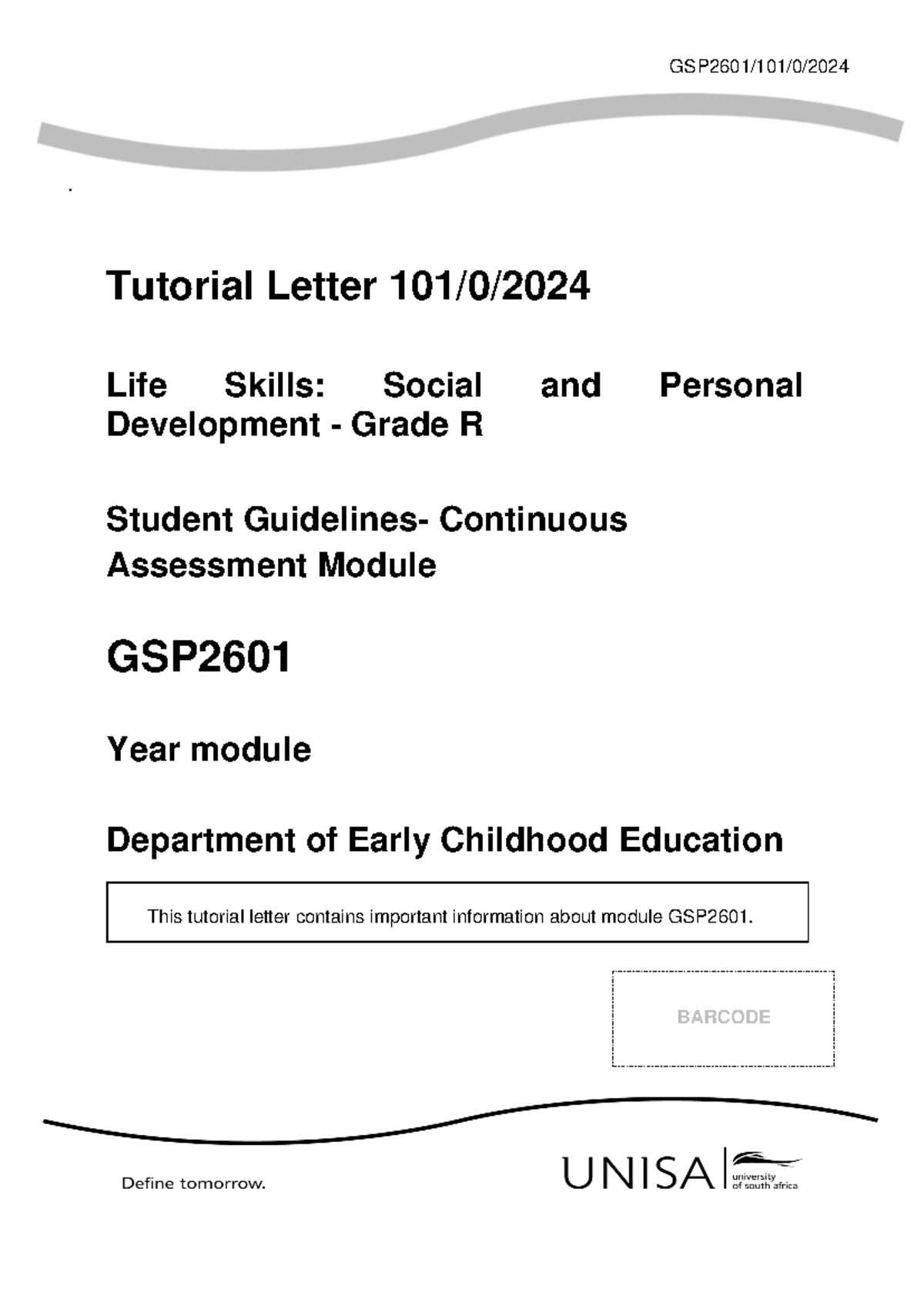 101 2024 0 b - GSP 2601 /101/0/ 2024 . Tutorial Letter 101/ 0 / 2024 ...