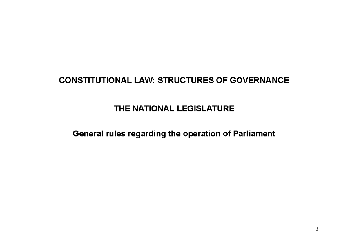 Constitutional Law - CONSTITUTIONAL LAW: STRUCTURES OF GOVERNANCE THE ...
