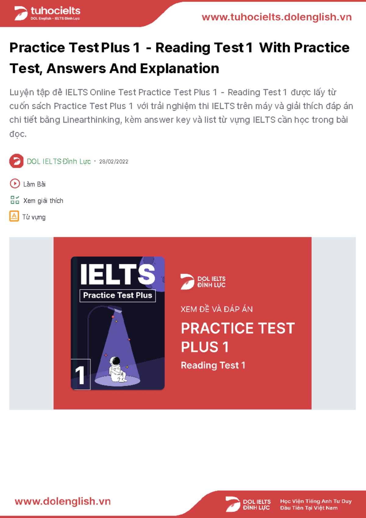 PTP1 - Reading Test 1 - Matching headings - DOL IELTS Đình Lực Practice ...
