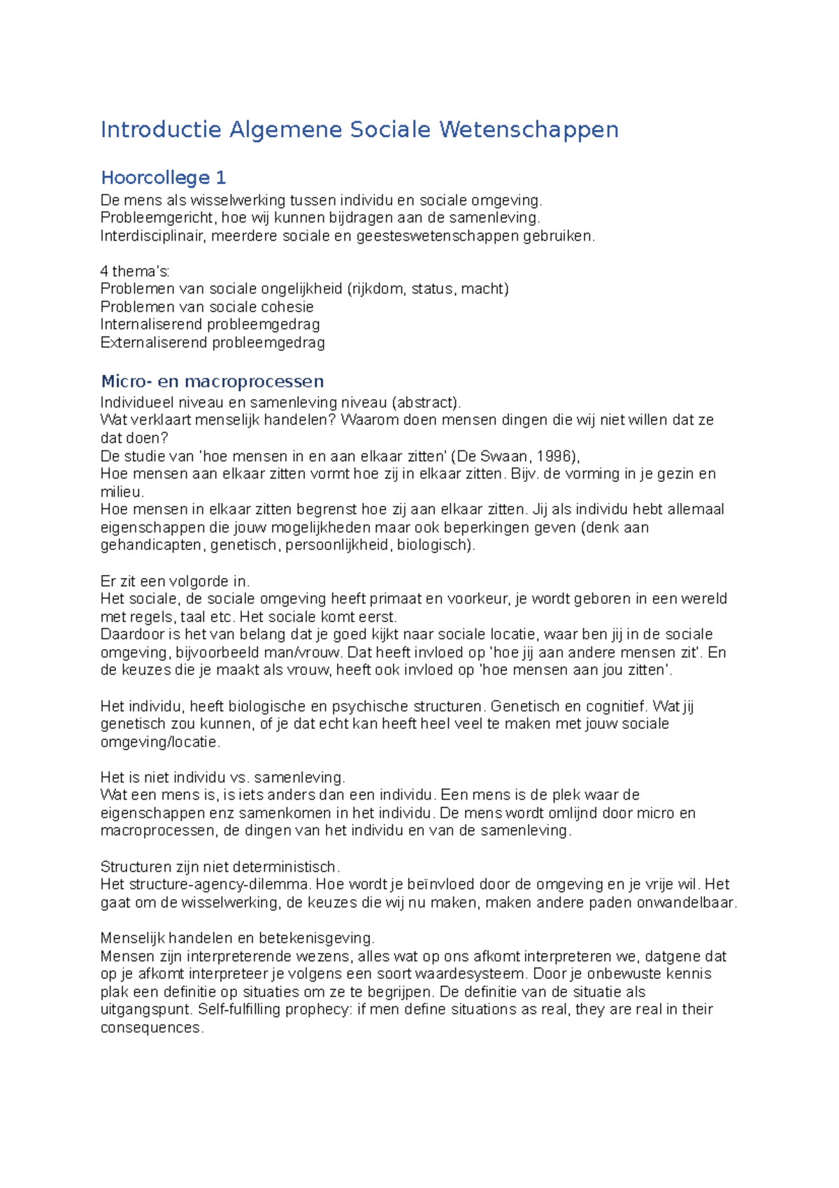 Introductie Algemene Sociale Wetenschappen - Introductie Algemene Sociale Wetenschappen ...