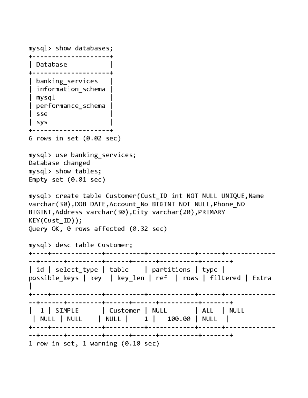 169 Ass 1 - You can refer this format for report - mysql> show ...