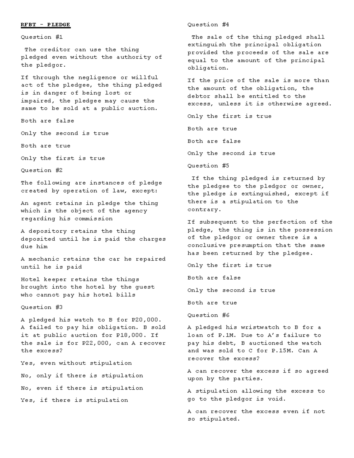 RFBT - Pledge & Credit - Accounting - FEU - Studocu