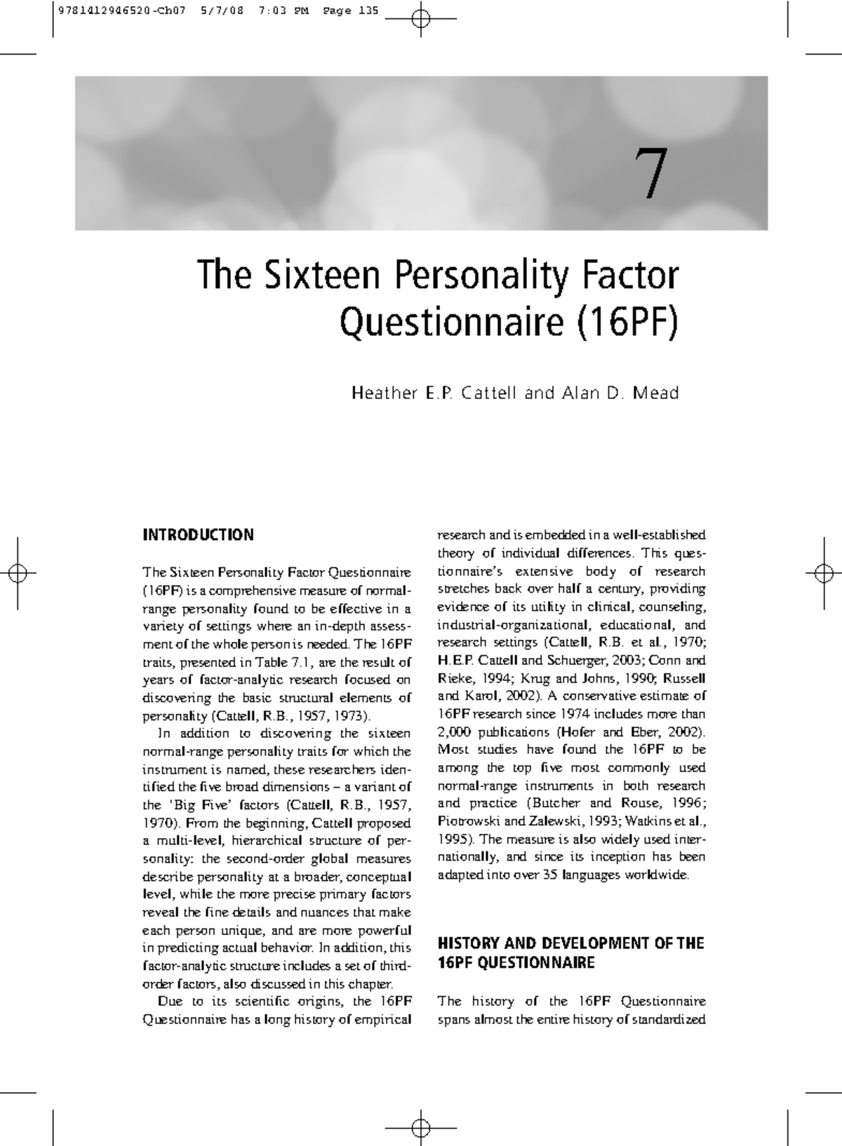 520 16PF Cattell and Mead - The Sixteen Personality Factor ...