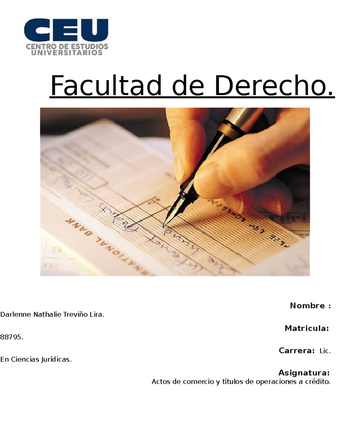 Tarea 4 - ewfwef - Facultad de Derecho. Nombre: Darlenne Nathalie ...