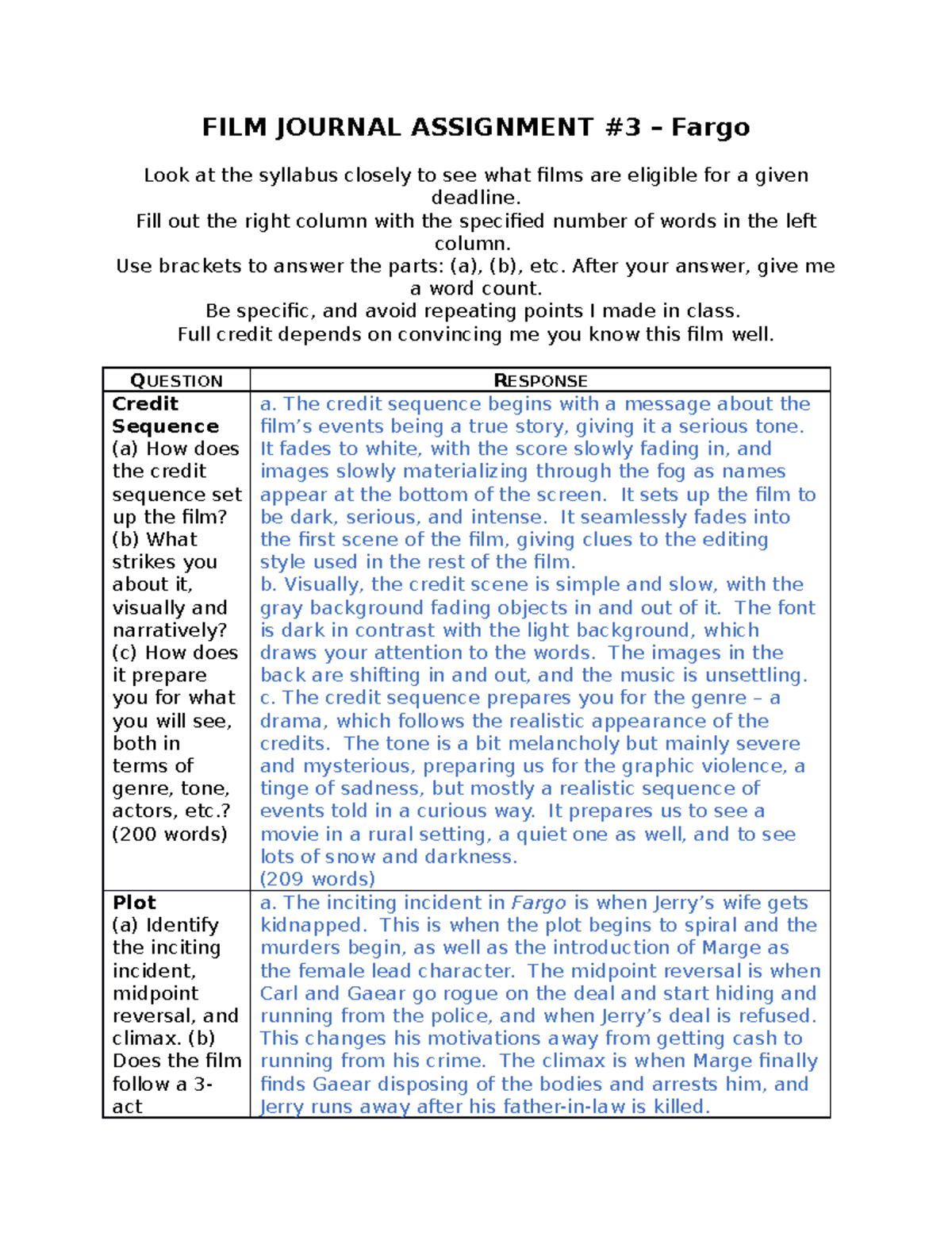 Film Journal Assignment Worksheet #3 - FILM JOURNAL ASSIGNMENT #3 ...