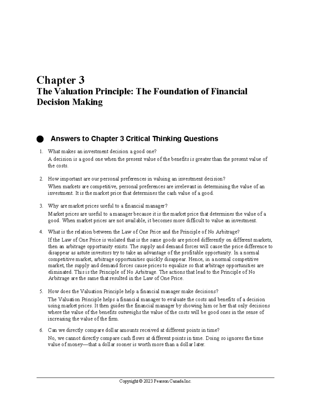 CH03 BERK 4CE RCT - pdf - Chapter 3 The Valuation Principle: The Foundation of Financial ...