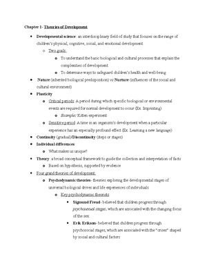 Child development- ch. 1 - History, Theory, and Research Strategies ...