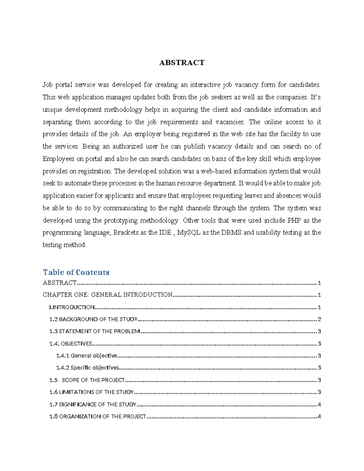 Job portal system book - ABSTRACT Job portal service was developed for ...