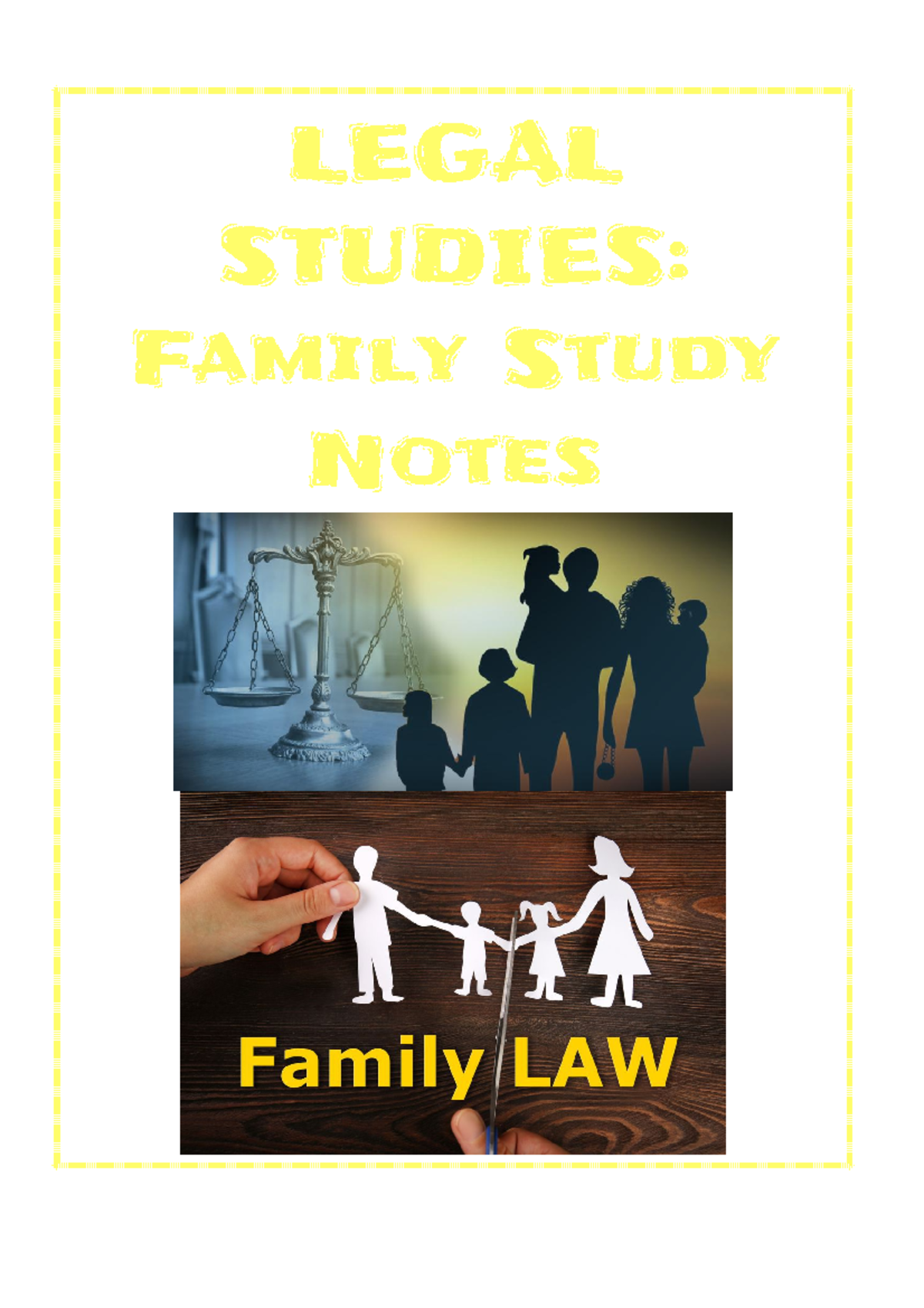 Family Study Notes - LEGAL STUDIES: Family Study Notes BY JENNIFER AZZI ...