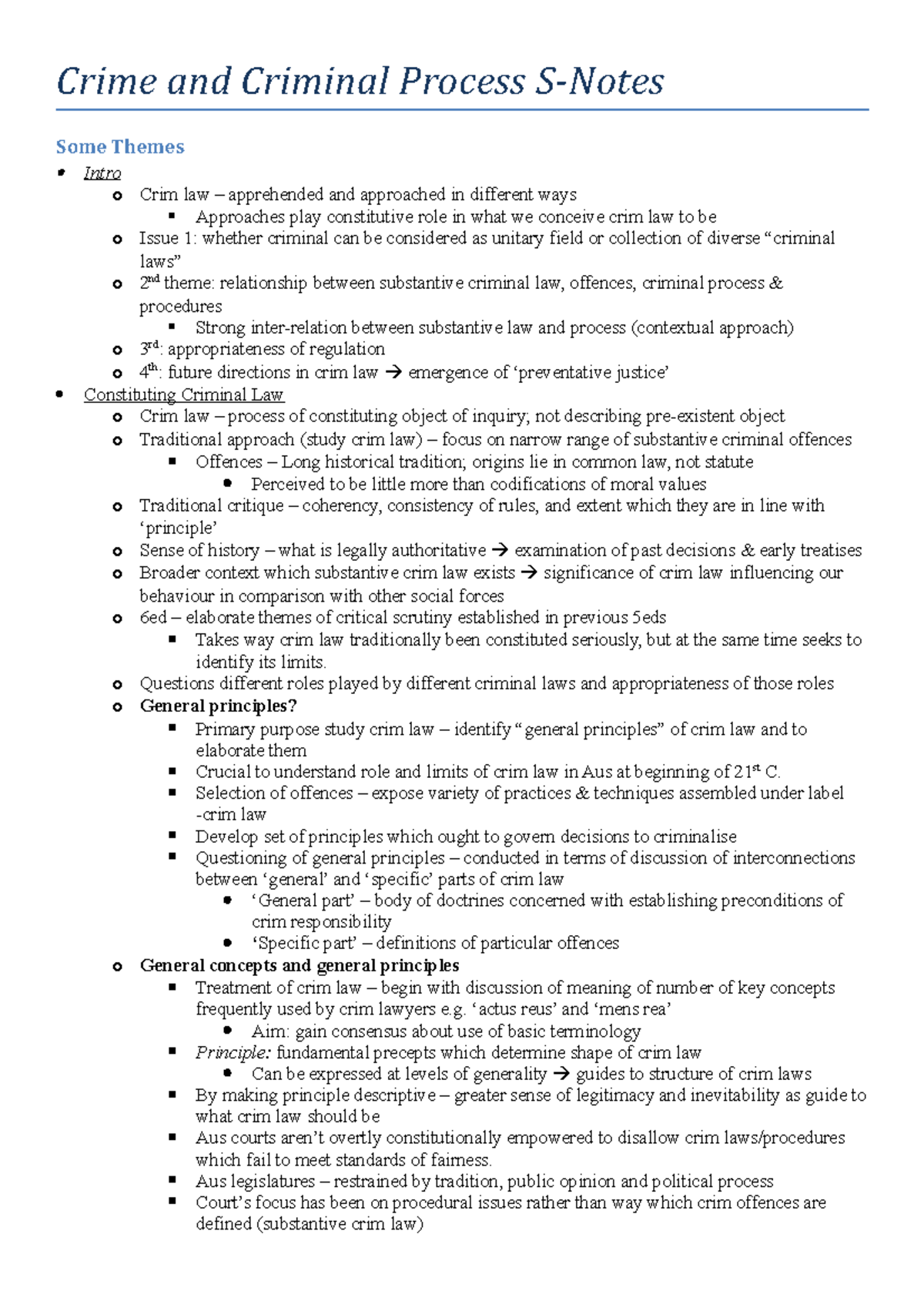 1. Overall Summary - Crime and Criminal Process Some Themes Intro o ...