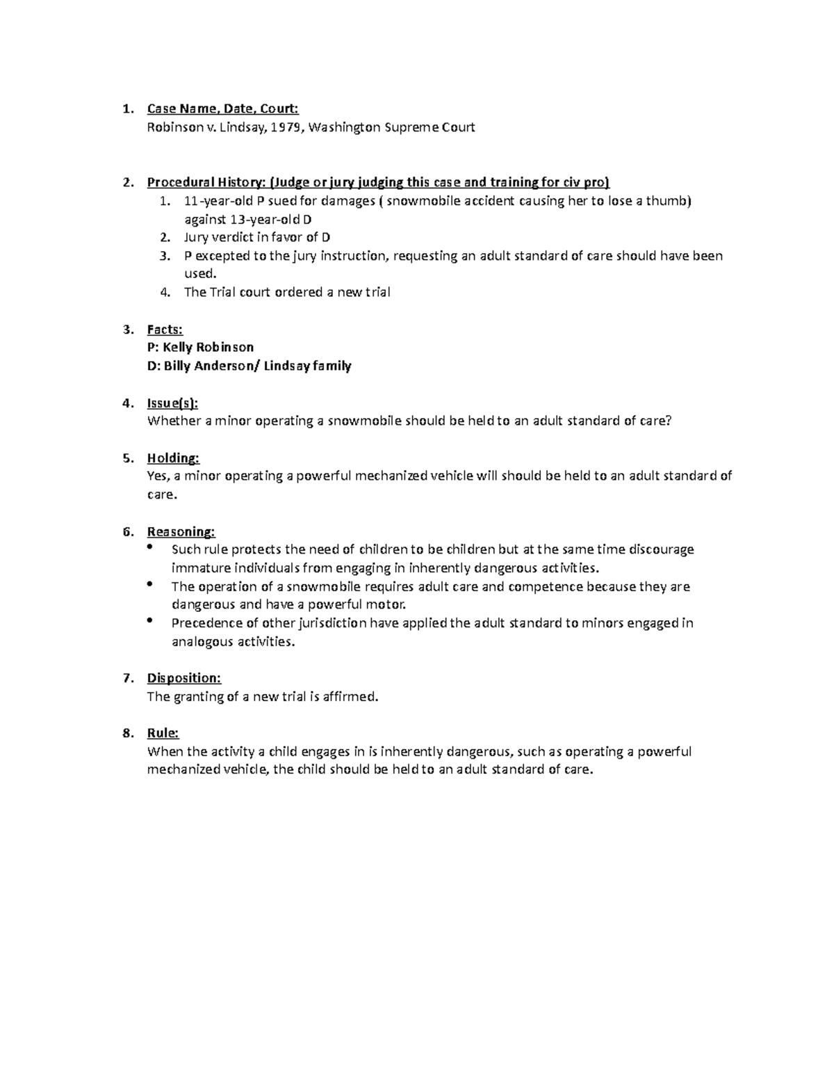 Case brief - This is an example of a case summary - Case Name, Date ...