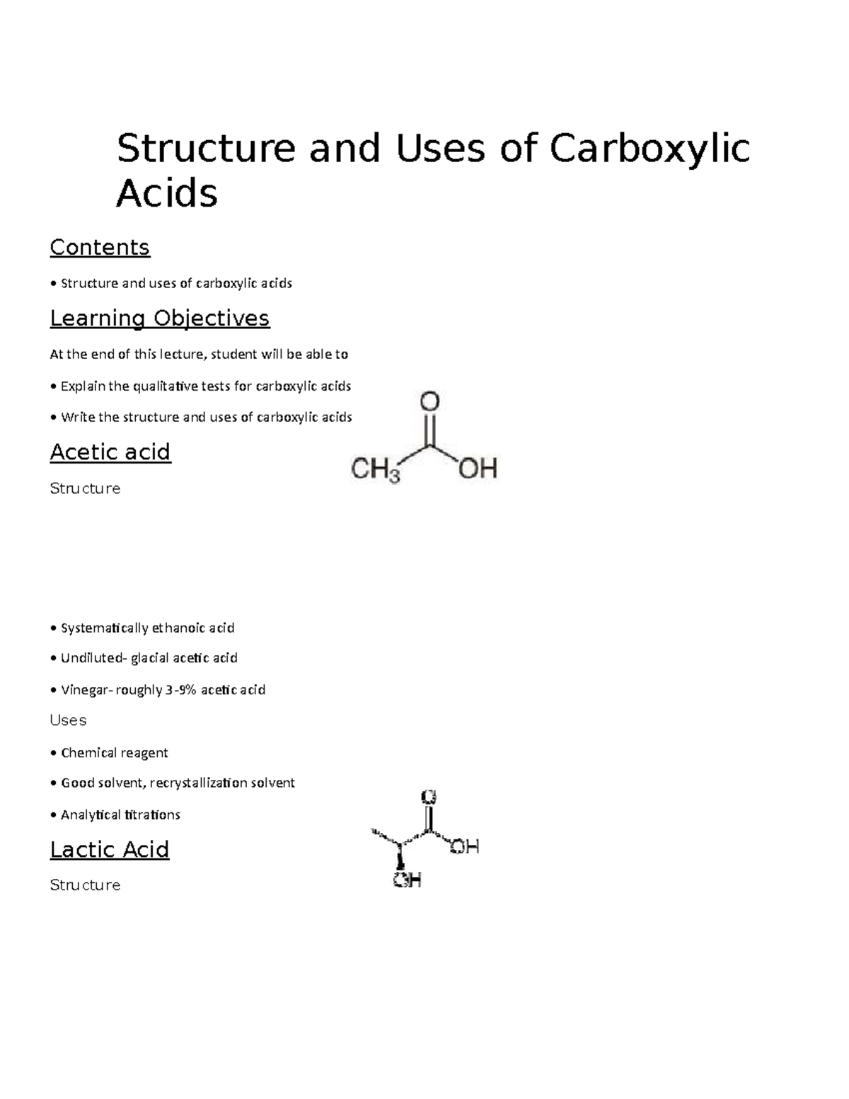 Chapter - 62 Structure and Uses of Carboxylic Acids - Structure and ...