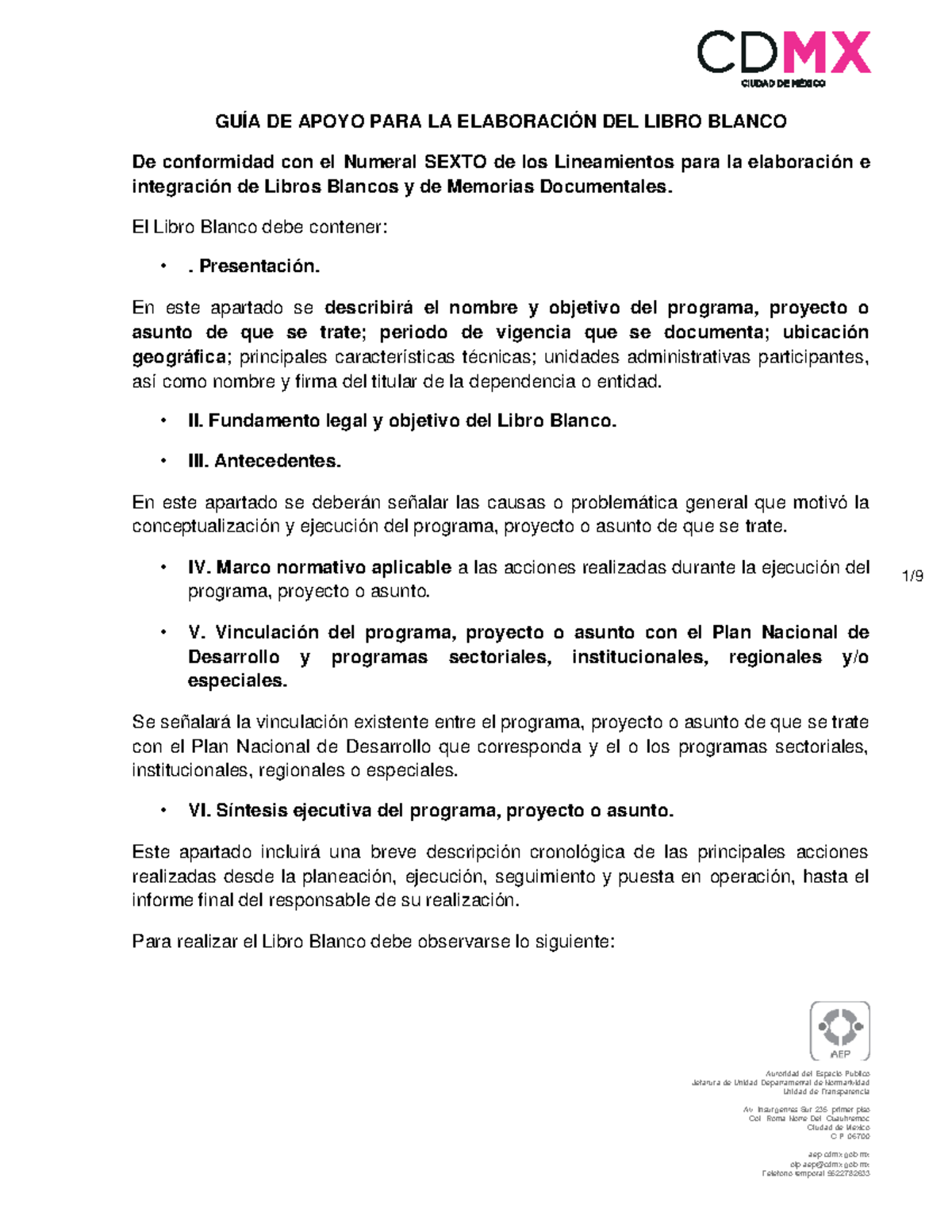 Guía para elaboración de libro blanco - Jefatura de Unidad ...