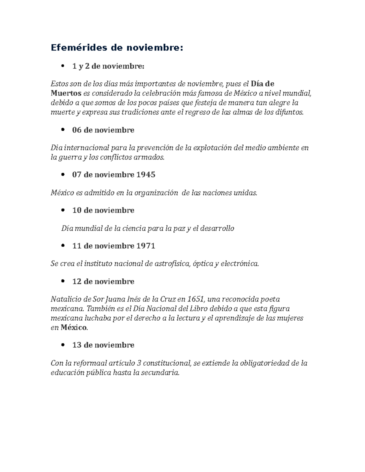 Efemérides de noviembre - Efemérides de noviembre: 1 y 2 de noviembre ...