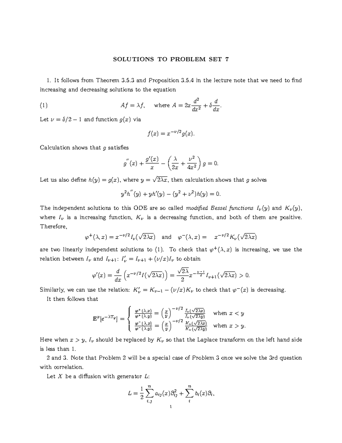 ST441 2013 Solutions 7 - SOLUTIONS TO PROBLEM SET 7 It follows from ...