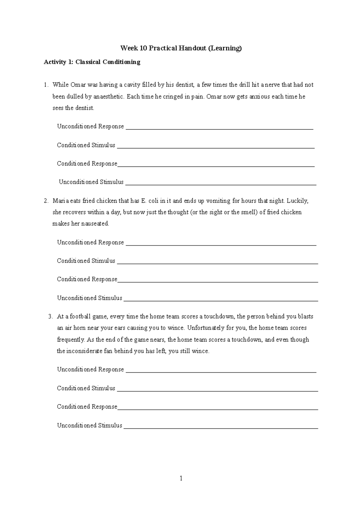 Week 10 - Practical Handout (Learning) - Week 10 Practical Handout ...