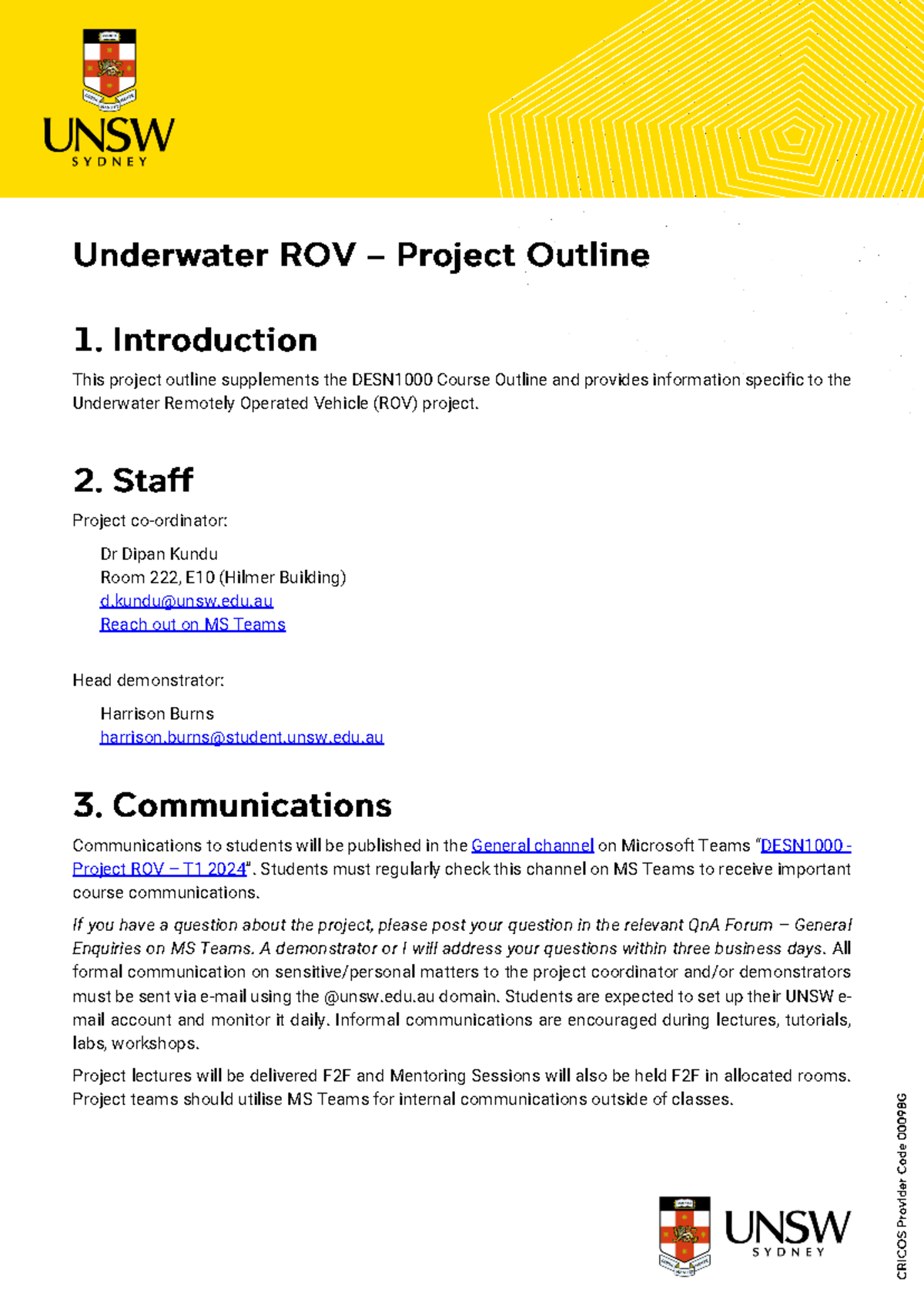 ROV Project Outline - Summary Engineering Design - This project outline ...