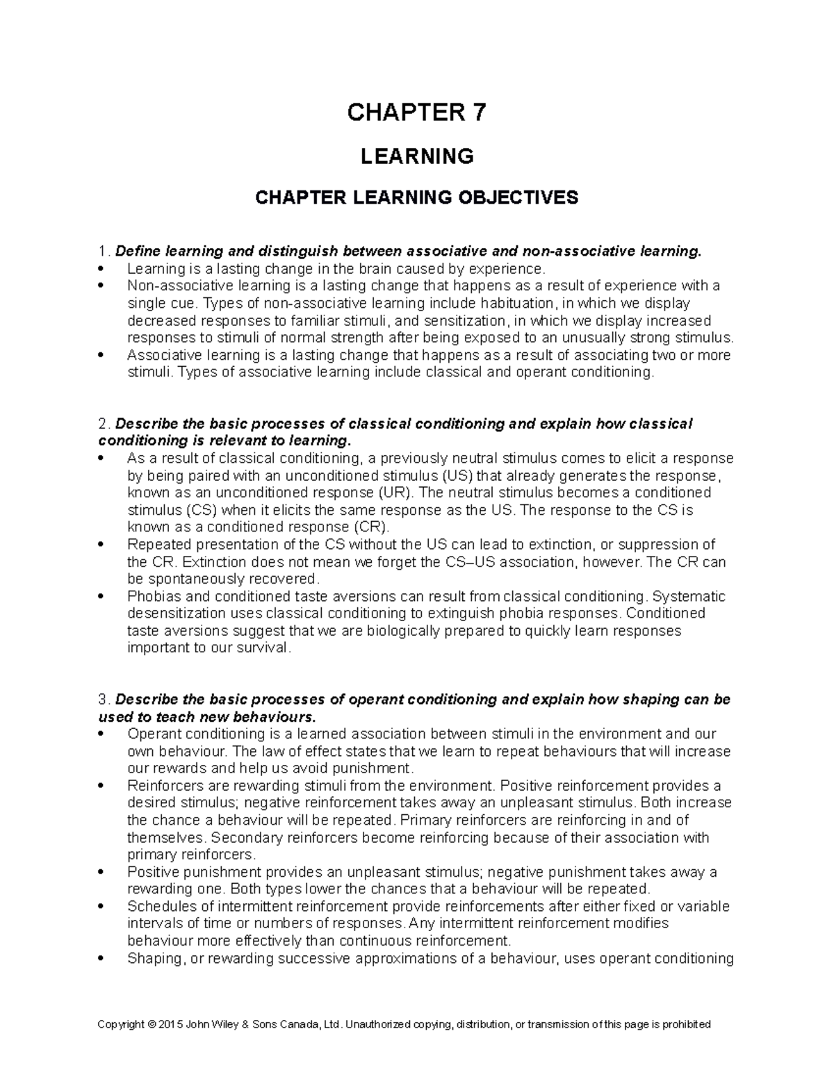 Tb07 - CHAPTER 7 LEARNING CHAPTER LEARNING OBJECTIVES Define learning ...