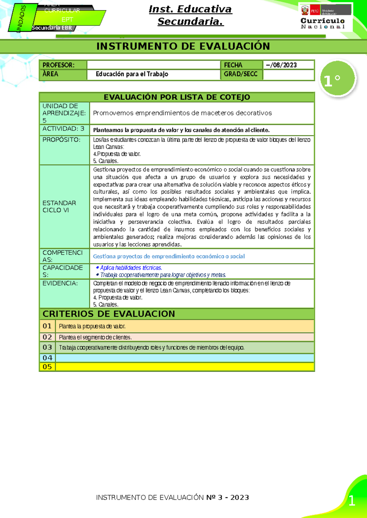 1ºy2° LC. ETP Unidad 5- SEM 03 2023 - EPT UNIDAD Secundaria EBR ÁREA CURRICULAR Inst. Educativa ...