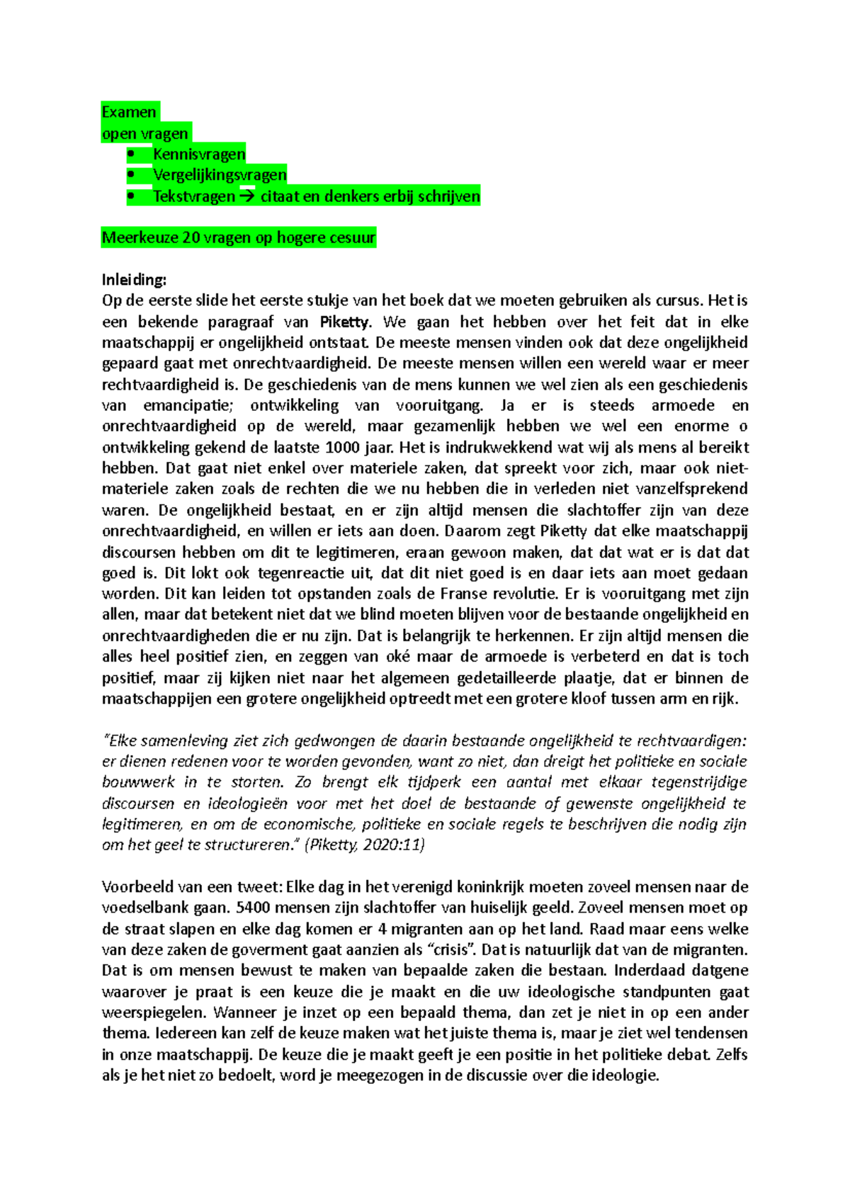 Leerstelsels Les 1 Inleiding - Examen open vragen Kennisvragen Vergelijkingsvragen Tekstvragen ...