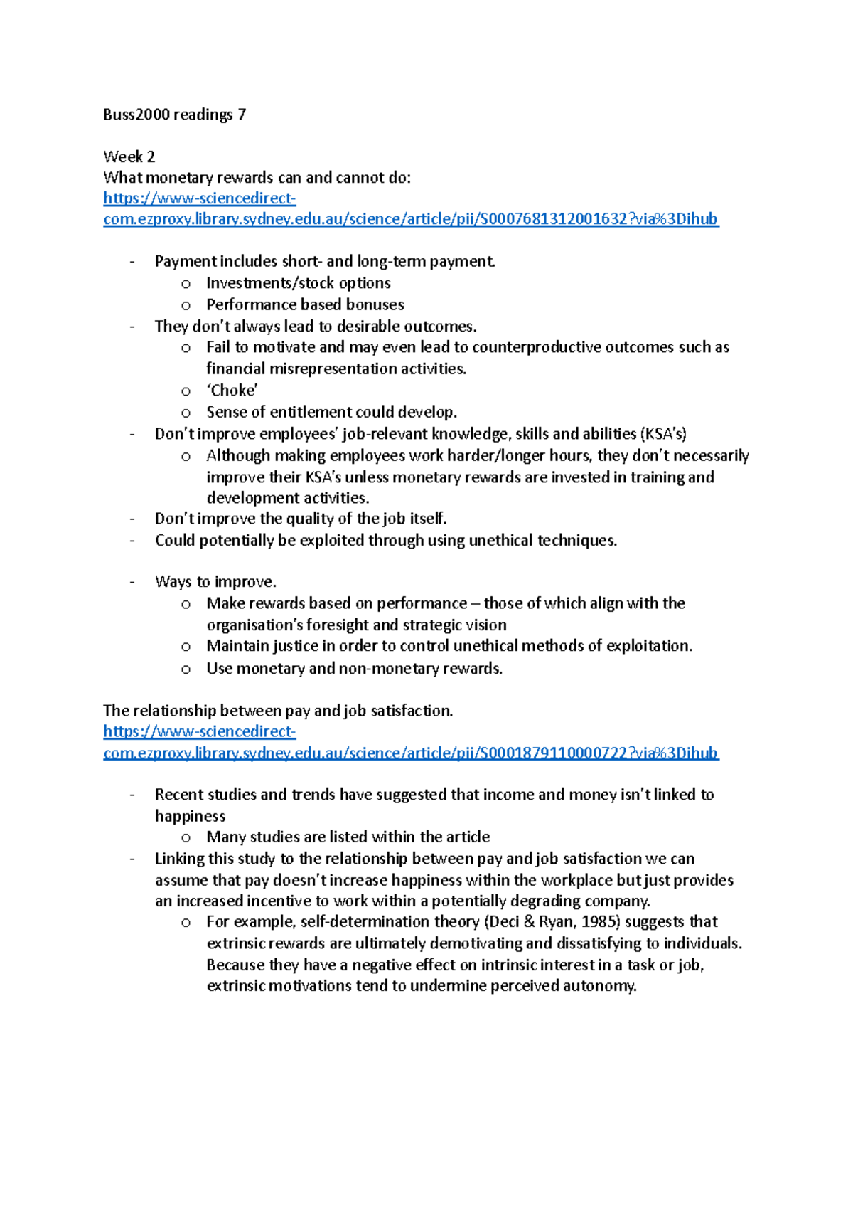 Buss2000 WK 3 readings notes 7 - Buss2000 readings 7 Week 2 What ...