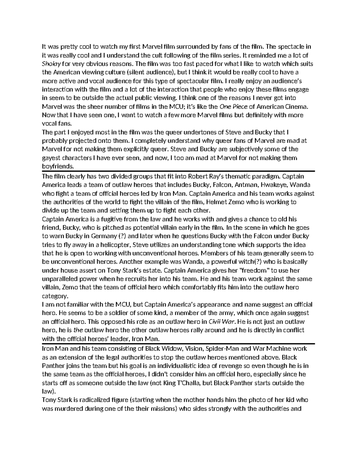 Captain America - Notes on the film comparing to other films and based ...