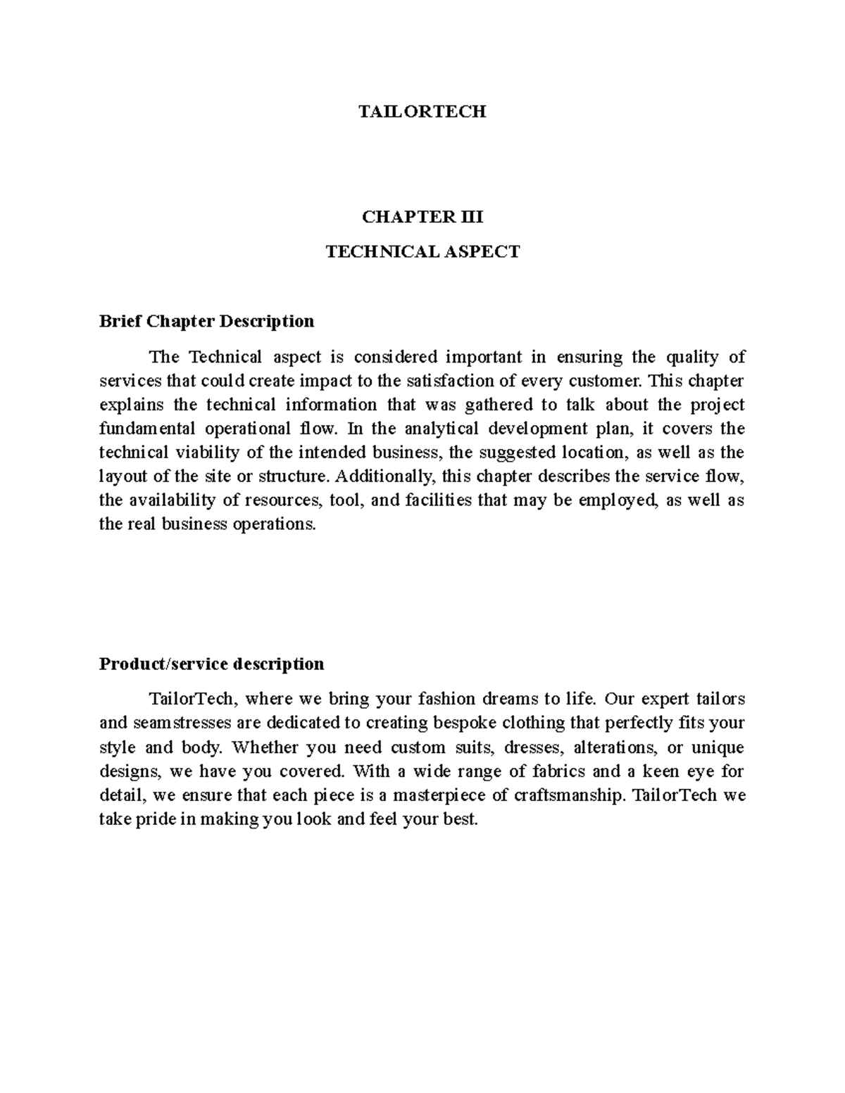 Chapter-III- Karennndocx - TAILORTECH CHAPTER III TECHNICAL ASPECT ...