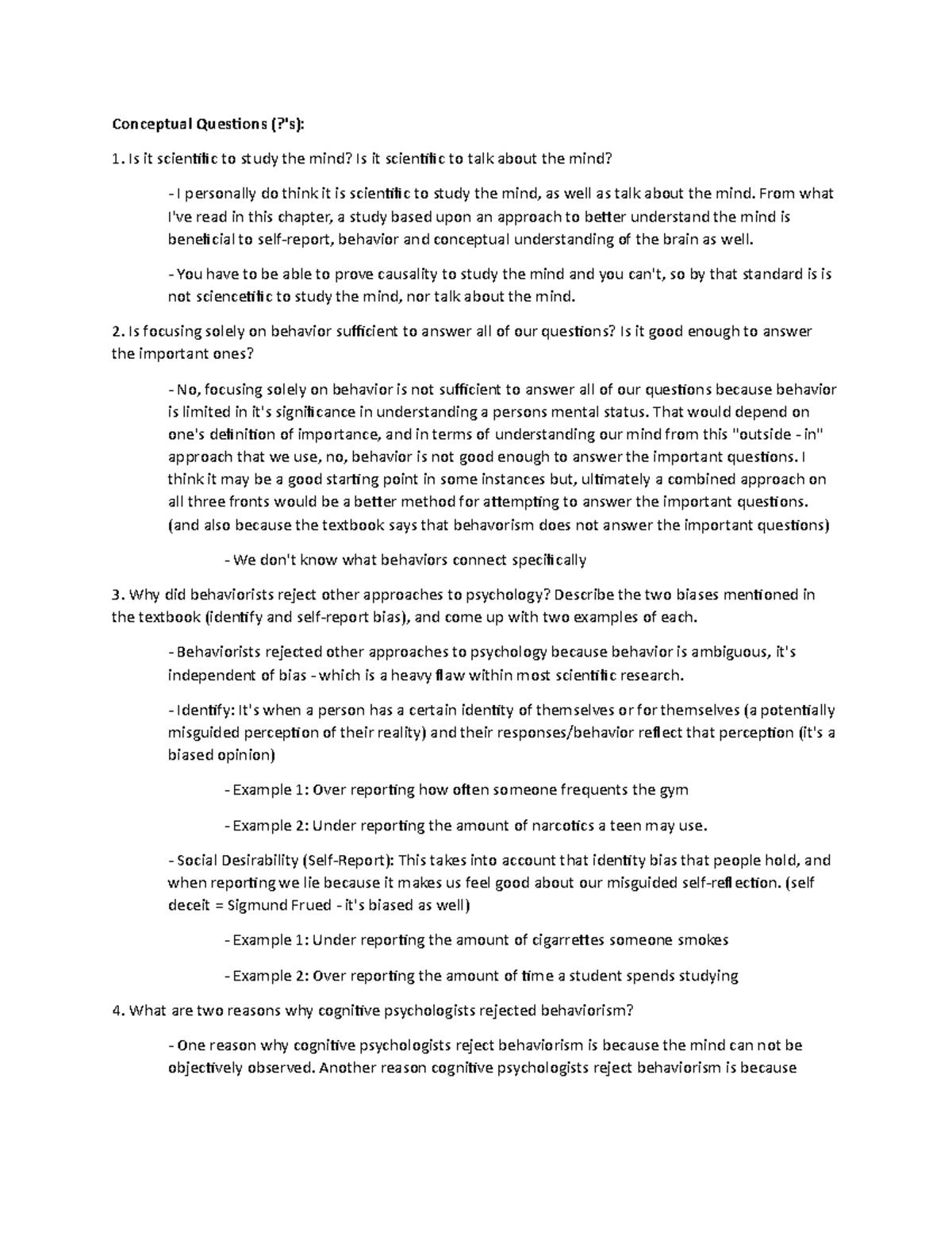 Conceptual and MC Questions - Conceptual Questions (?'s): Is it ...