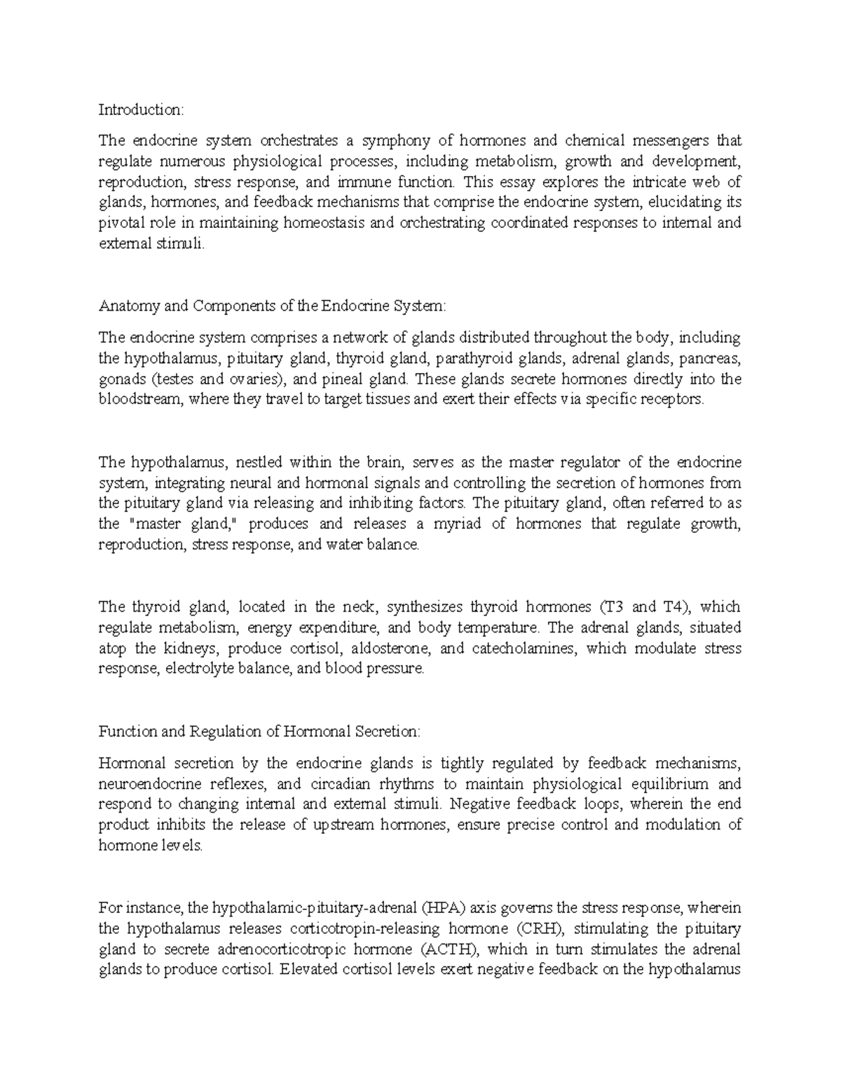 Endocrine system - This essay explores the intricate web of glands ...