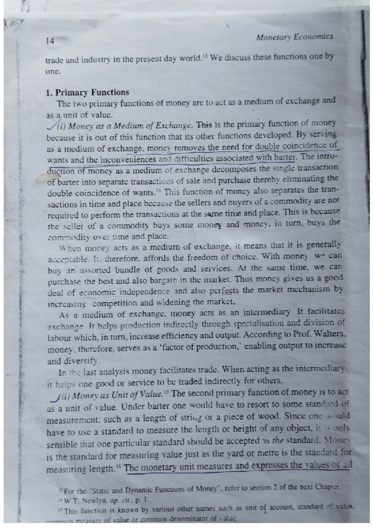 Functions of Money - Reference notes - Economics - Studocu