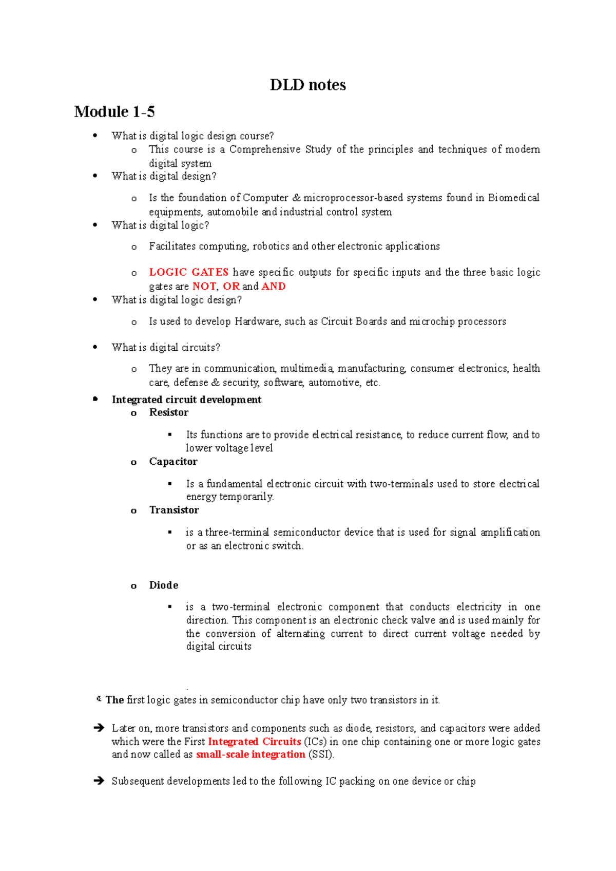 This are my notes - DLD notes Module 1- What is digital logic design ...
