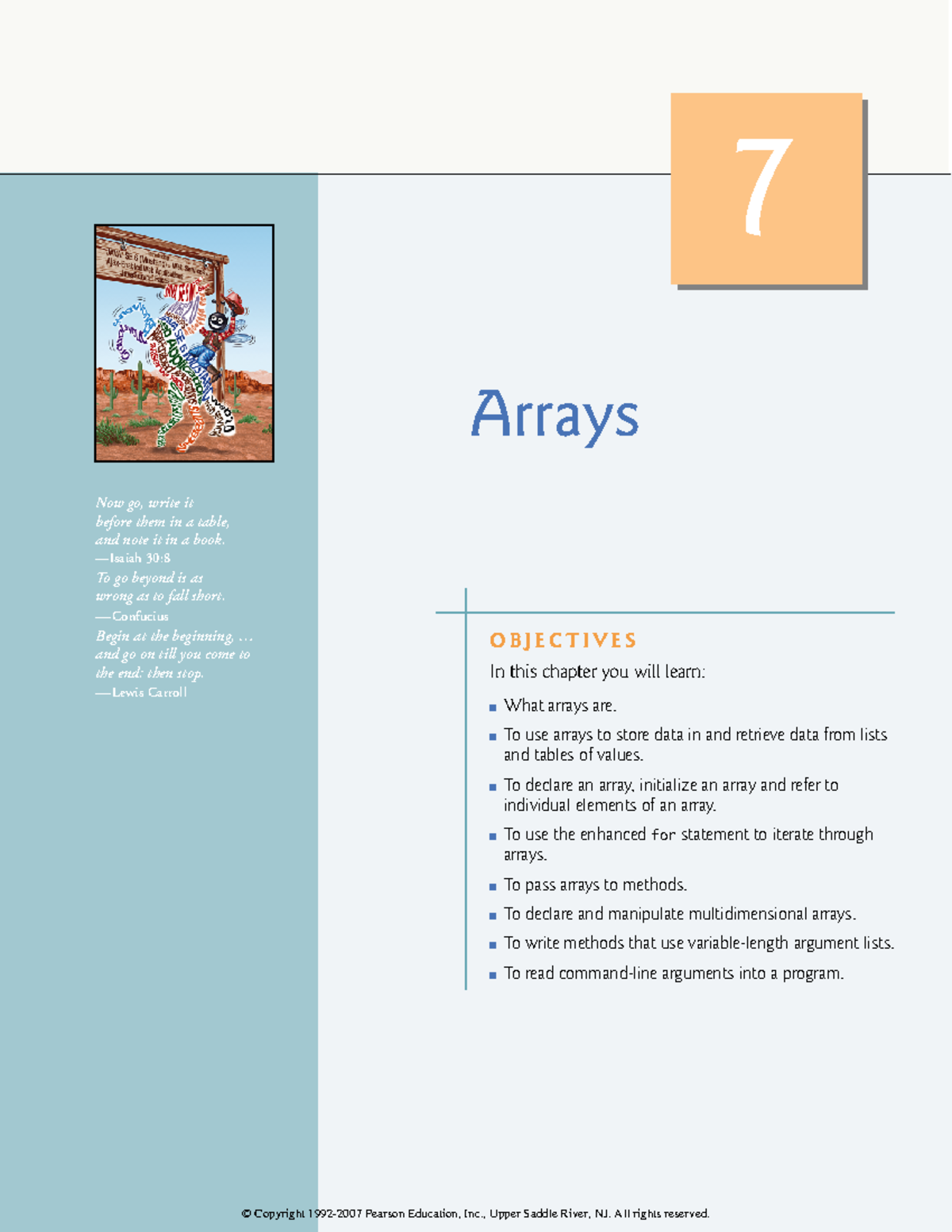 ( JAVA )Lab Ch 7Arrays - ( JAVA )LabCh6Methods - 7 Arrays OBJECTIVES In ...