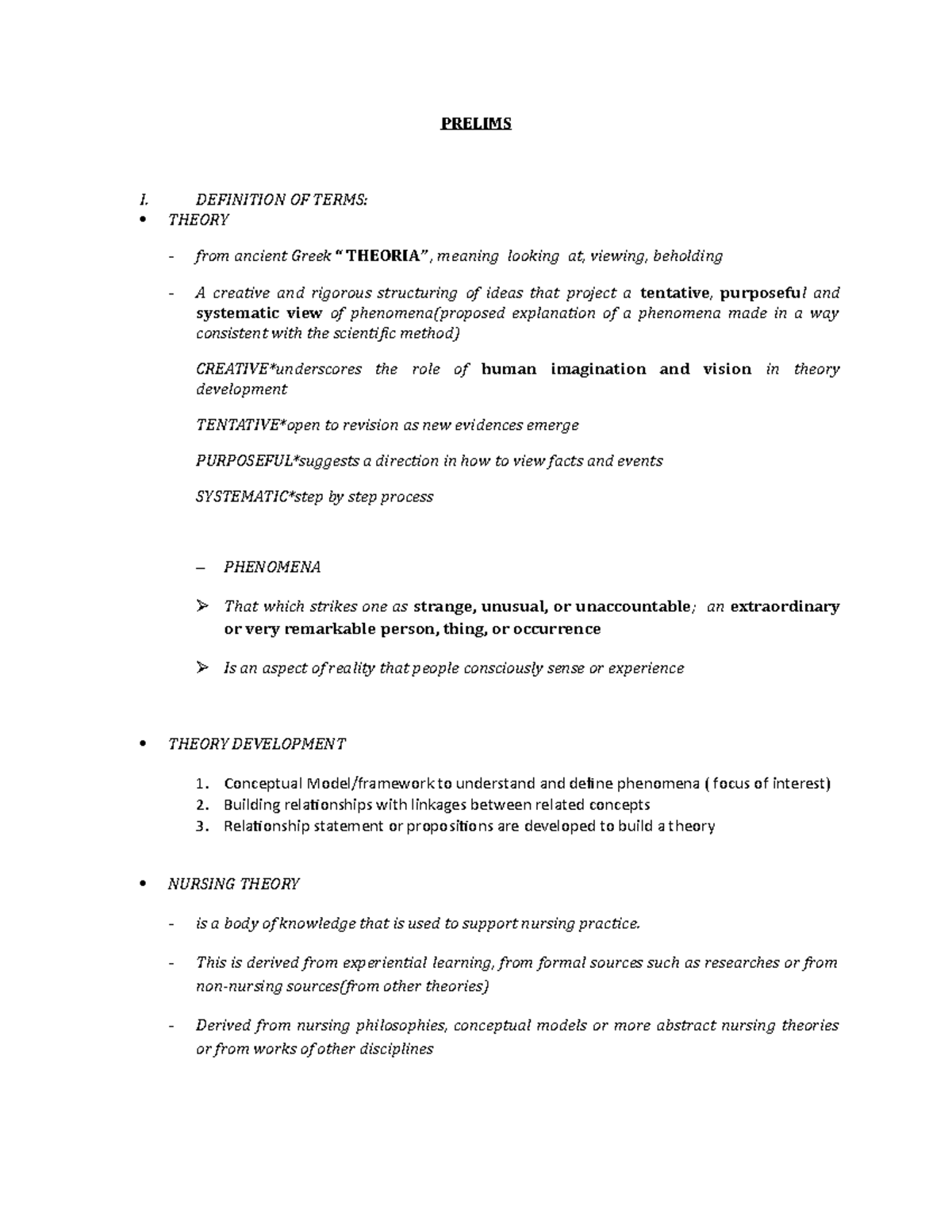 TFN part 1 handout - Lecture notes 1-2 - PRELIMS I. DEFINITION OF TERMS ...