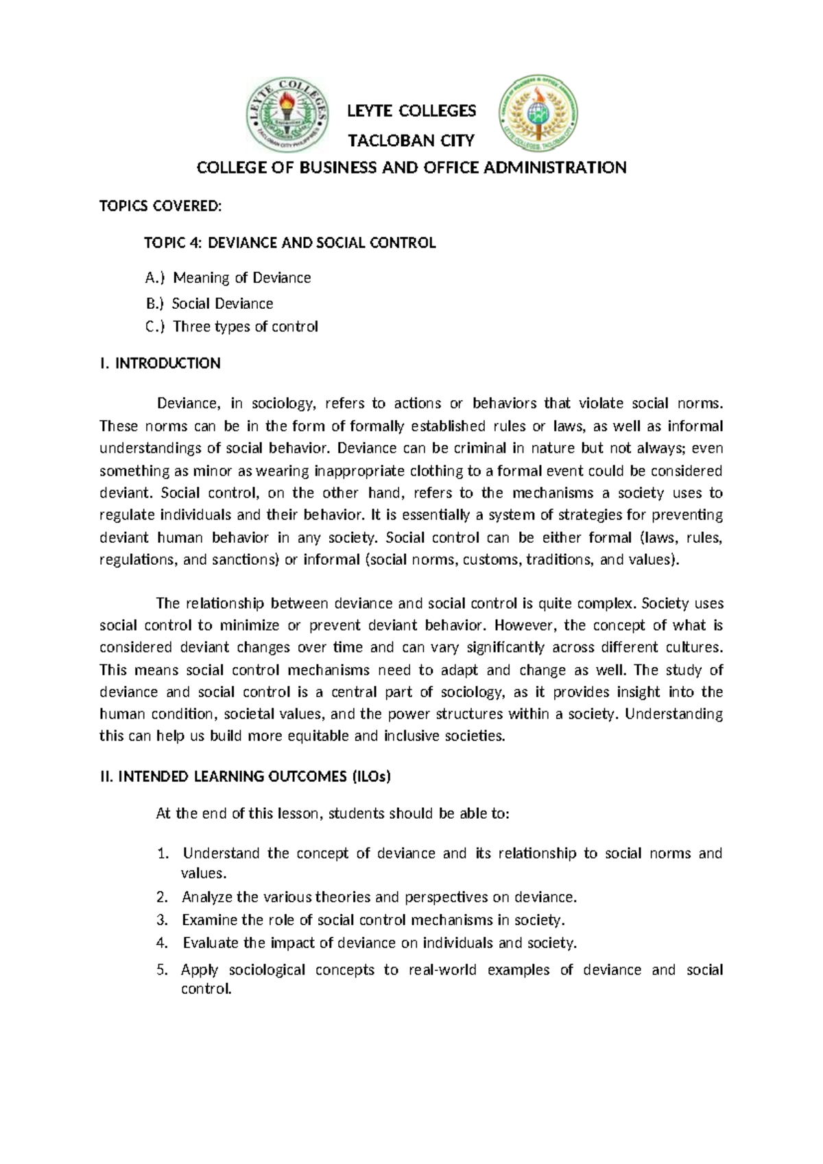 UNIT 2 Topic 4 - TACLOBAN CITY COLLEGE OF BUSINESS AND OFFICE ...