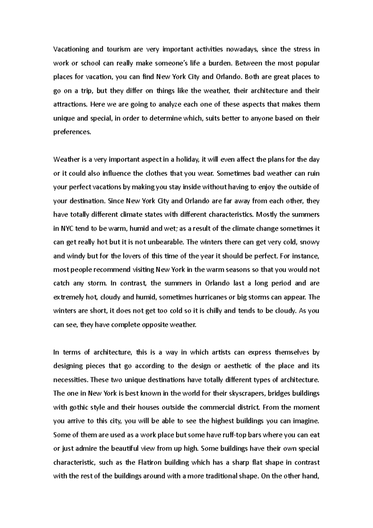 Essay - Ensayo de ingles - Vacationing and tourism are very important ...