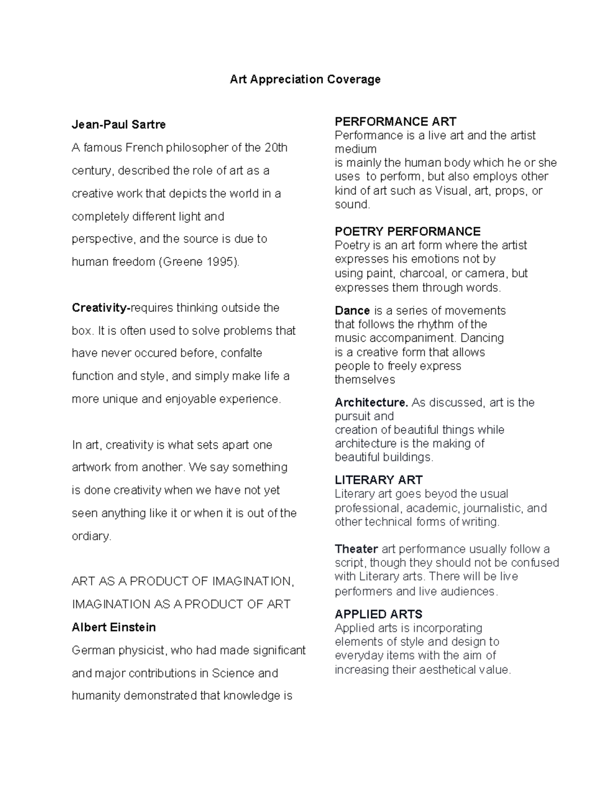 Art-Appreciation-Prelim-Coverage - Art Appreciation Coverage Jean-Paul ...