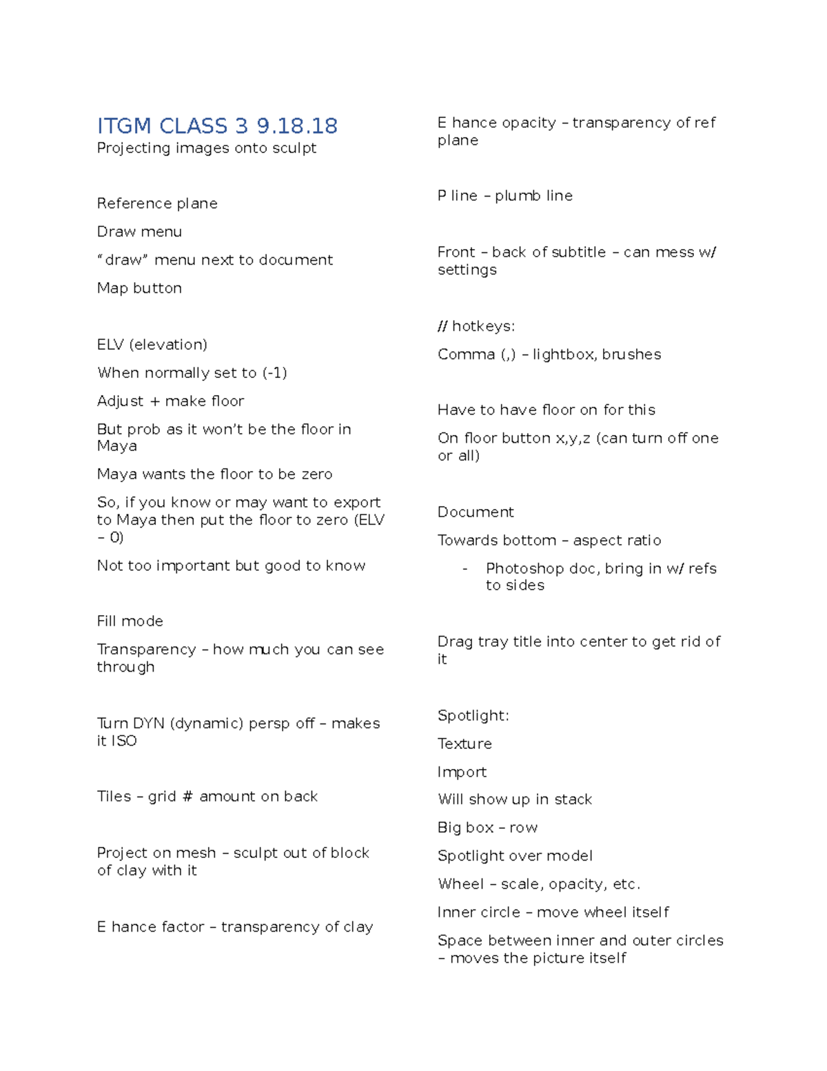 ITGM Class 3 Prof. Parrish - ITGM CLASS 3 9.18 Projecting images onto ...