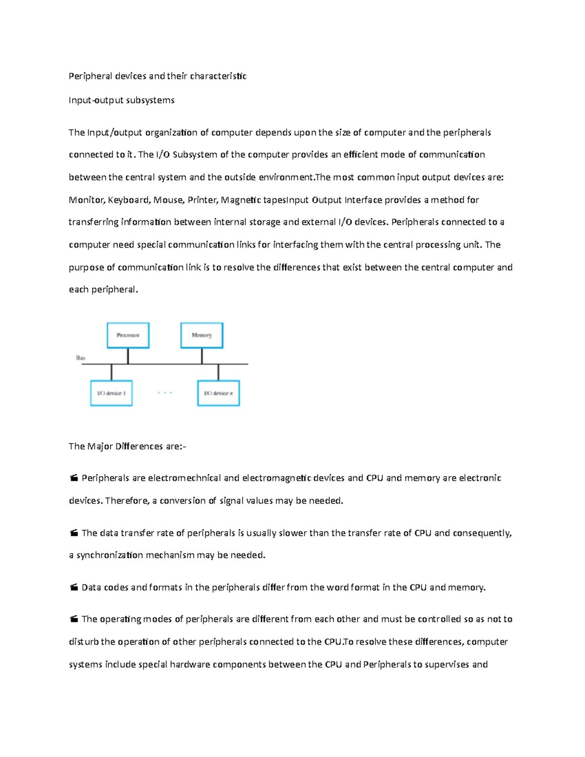 Computer Organisation Input Output Subsystem Peripheral Devices And